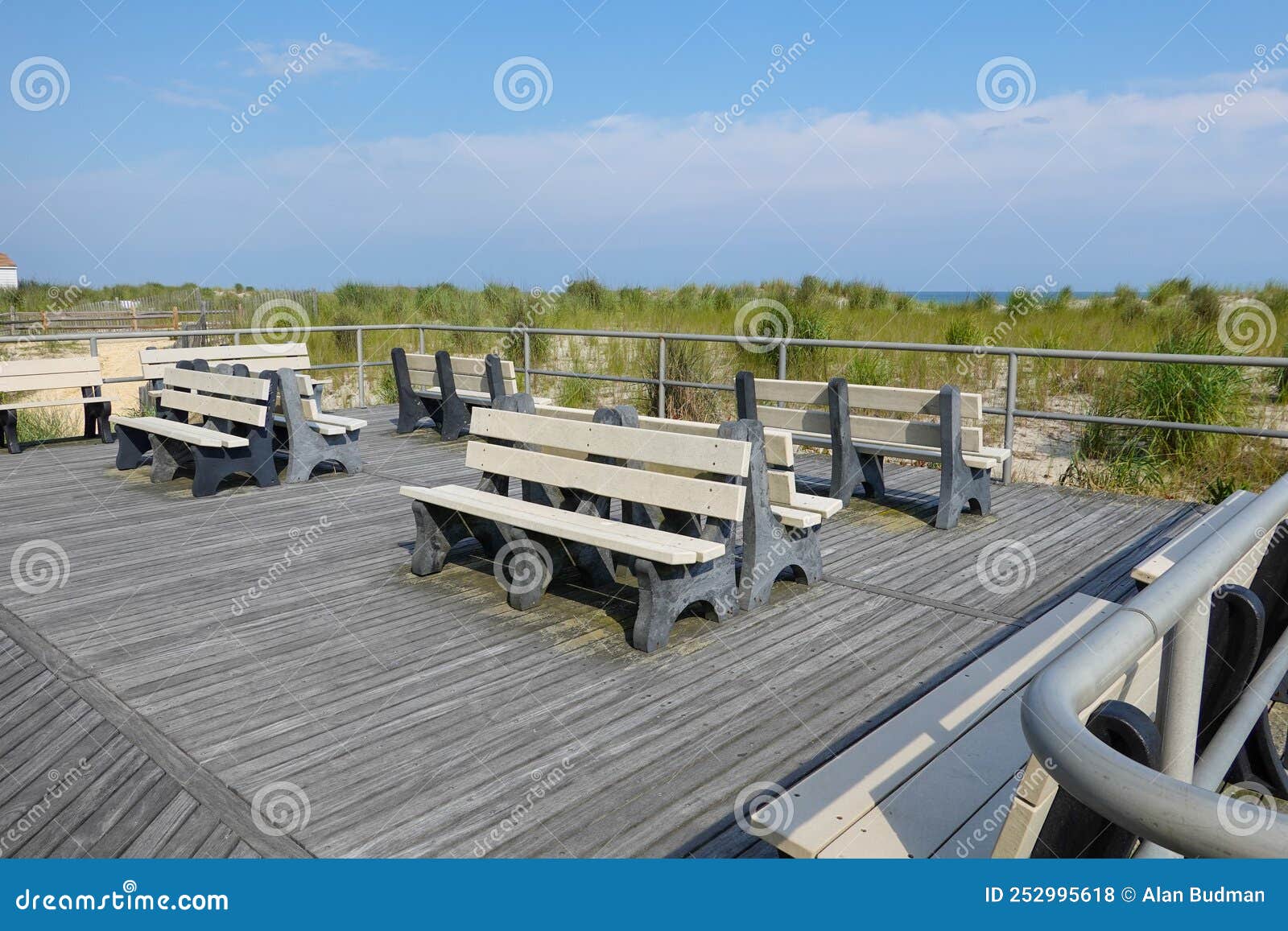 Wooden Boardwalk Extension with Benches by the Beach Stock Photo ...