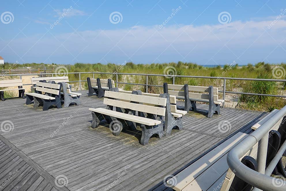 Wooden Boardwalk Extension with Benches by the Beach Stock Photo ...