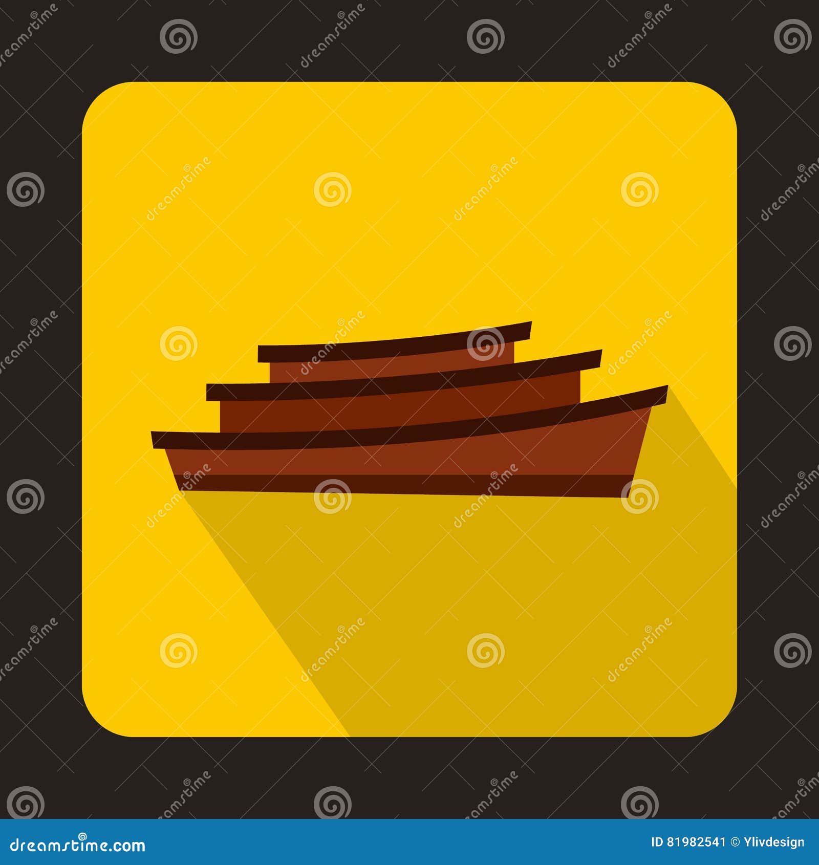 Wooden Boat Icon in Flat Style Stock Vector - Illustration of landscape ...