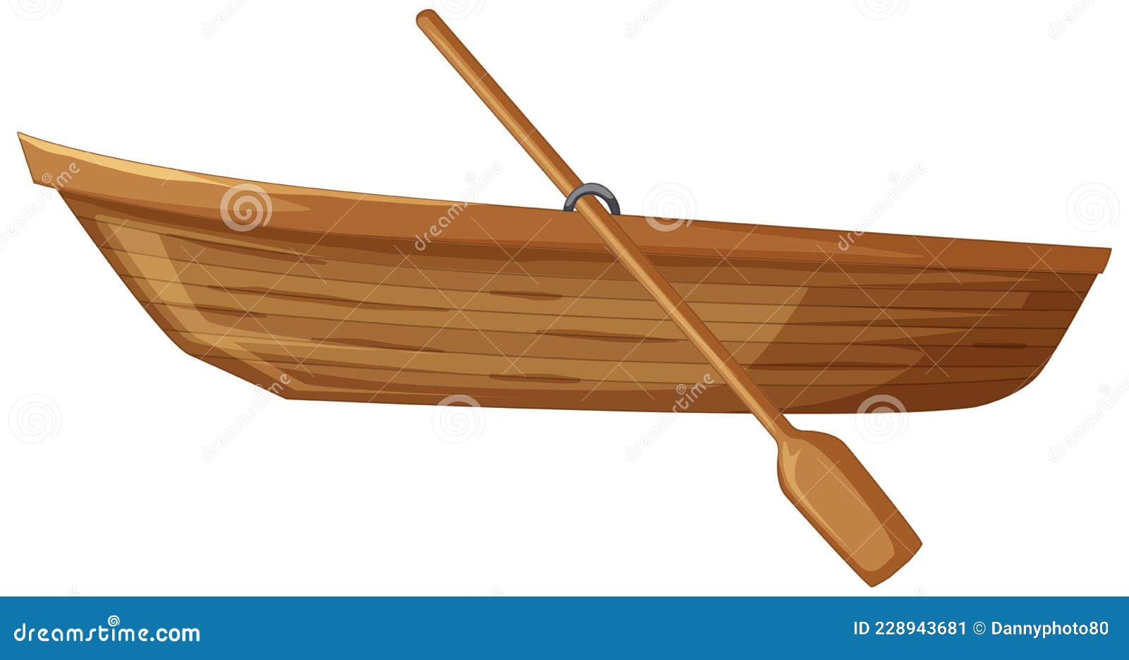 Wooden Boat with Paddle on White Background Stock Vector - Illustration ...