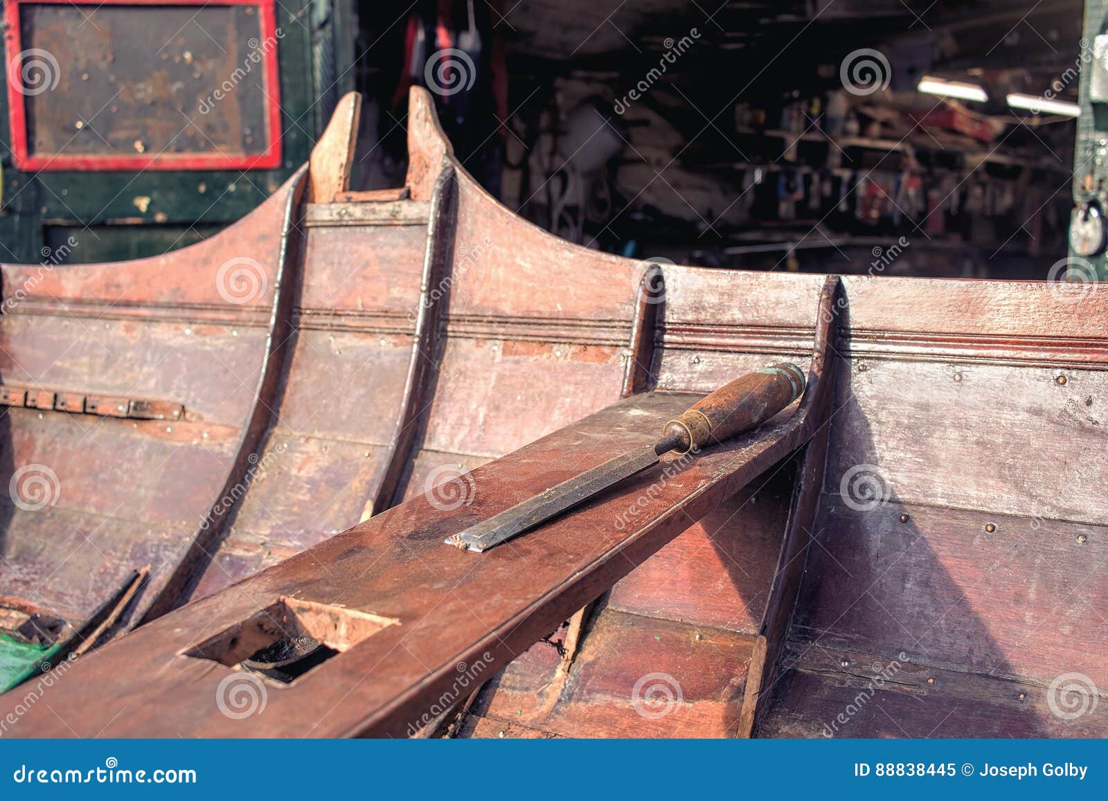 Wooden Boat Restoration. Shipwright Woodwork Workshop Stock Image ...