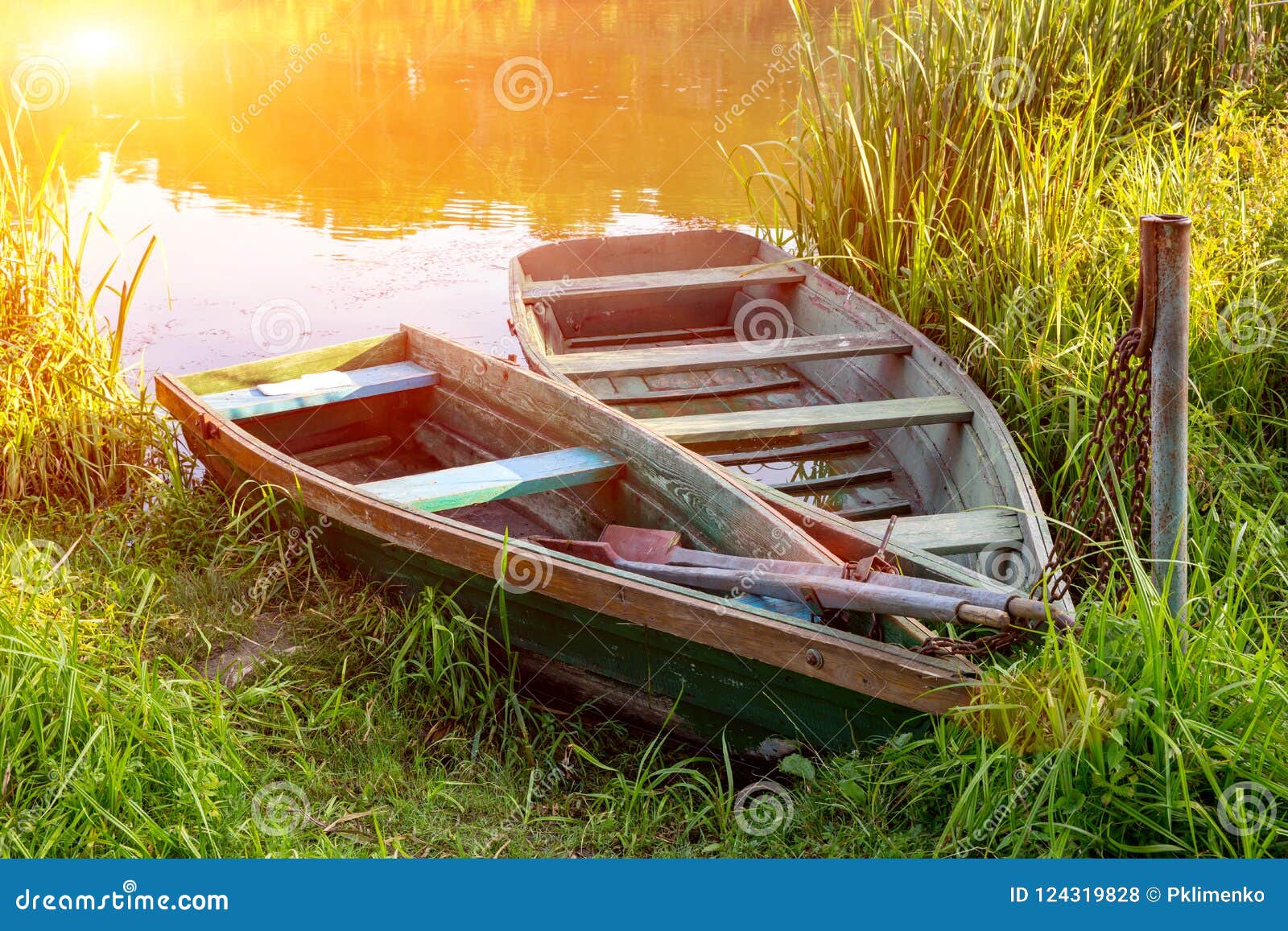 Wooden boats on river stock photo. Image of forest, scene - 124319828