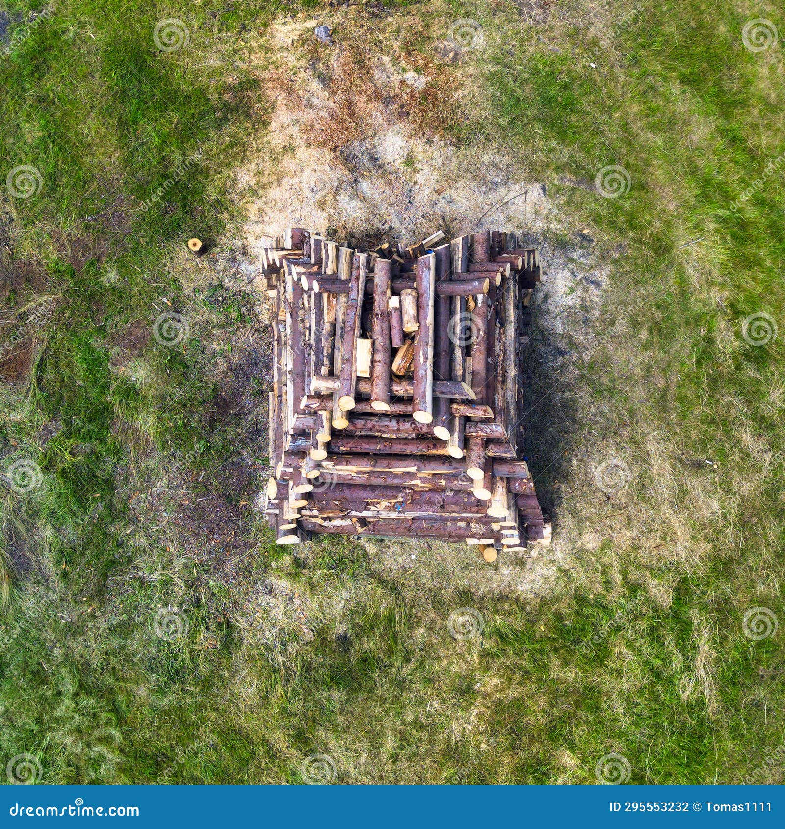 Wooden Bonfire without Fire from Drone Stock Photo - Image of dark ...