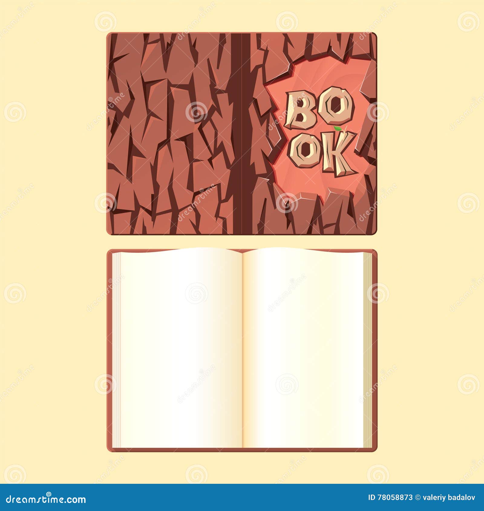 Wooden Book Cover and Open Format Book Stock Illustration ...
