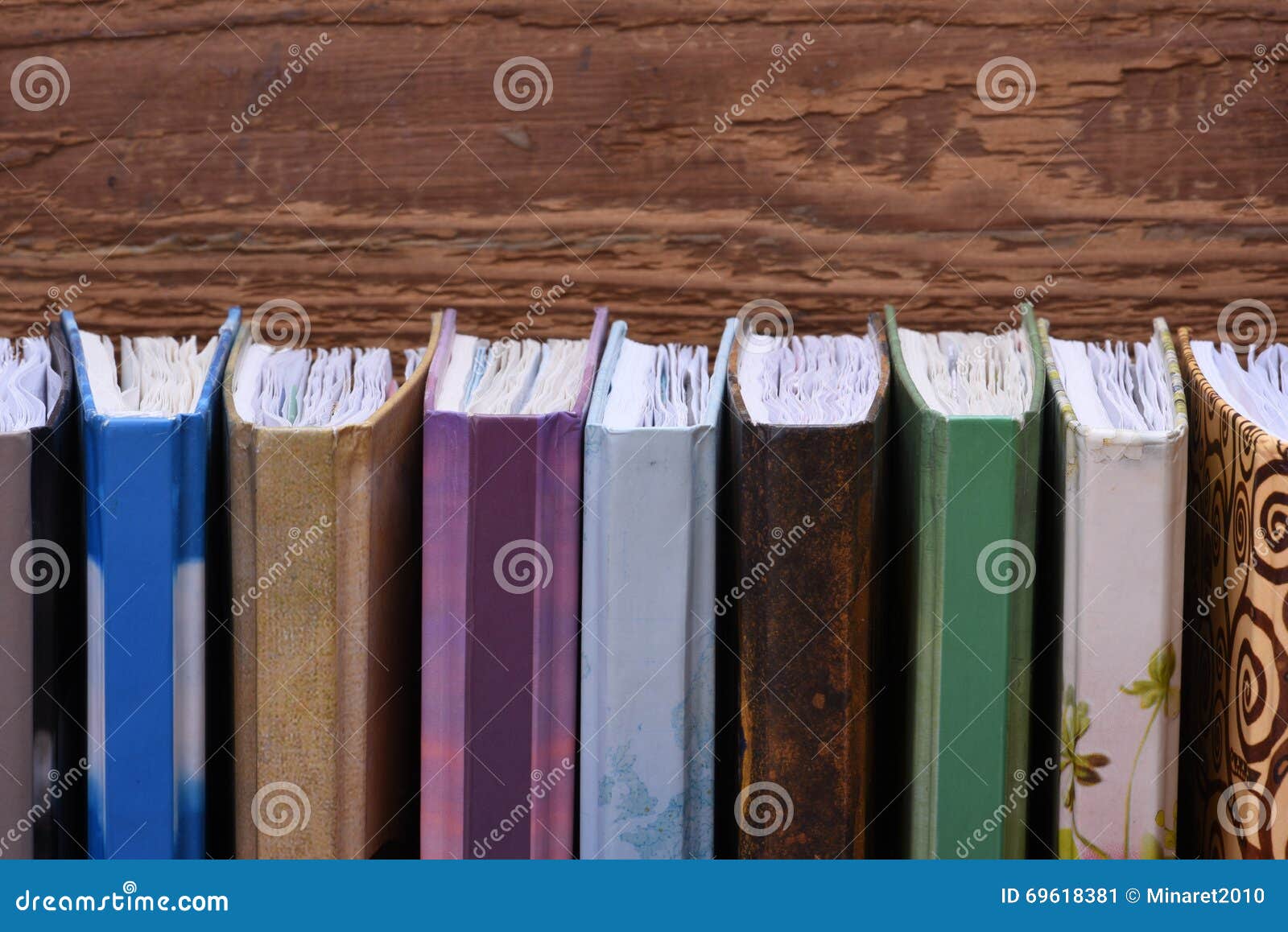 Wooden Book Shelf with Notebooks Stock Image - Image of read, notebook ...