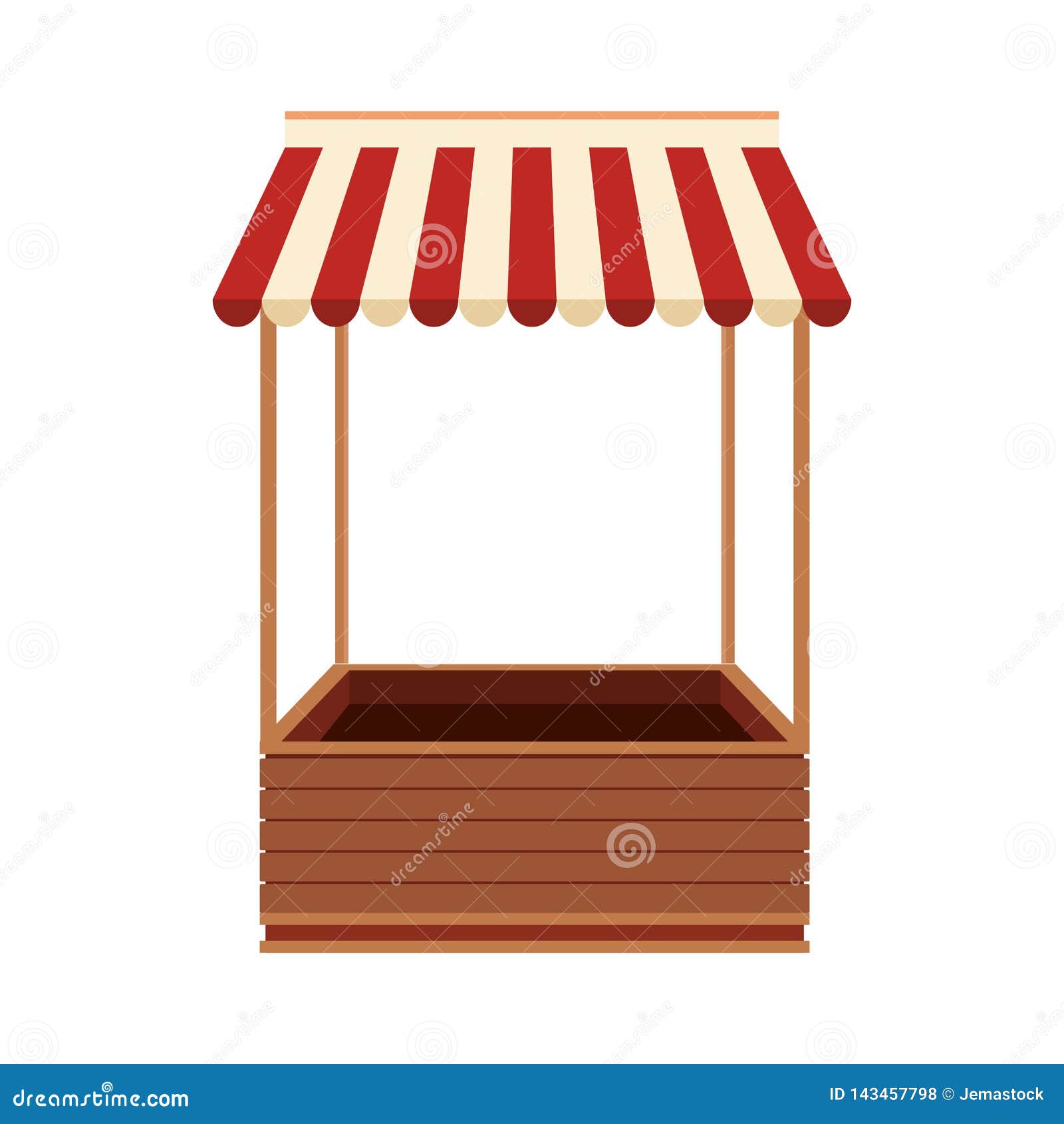 Wooden booth stand stock vector. Illustration of festival - 143457798