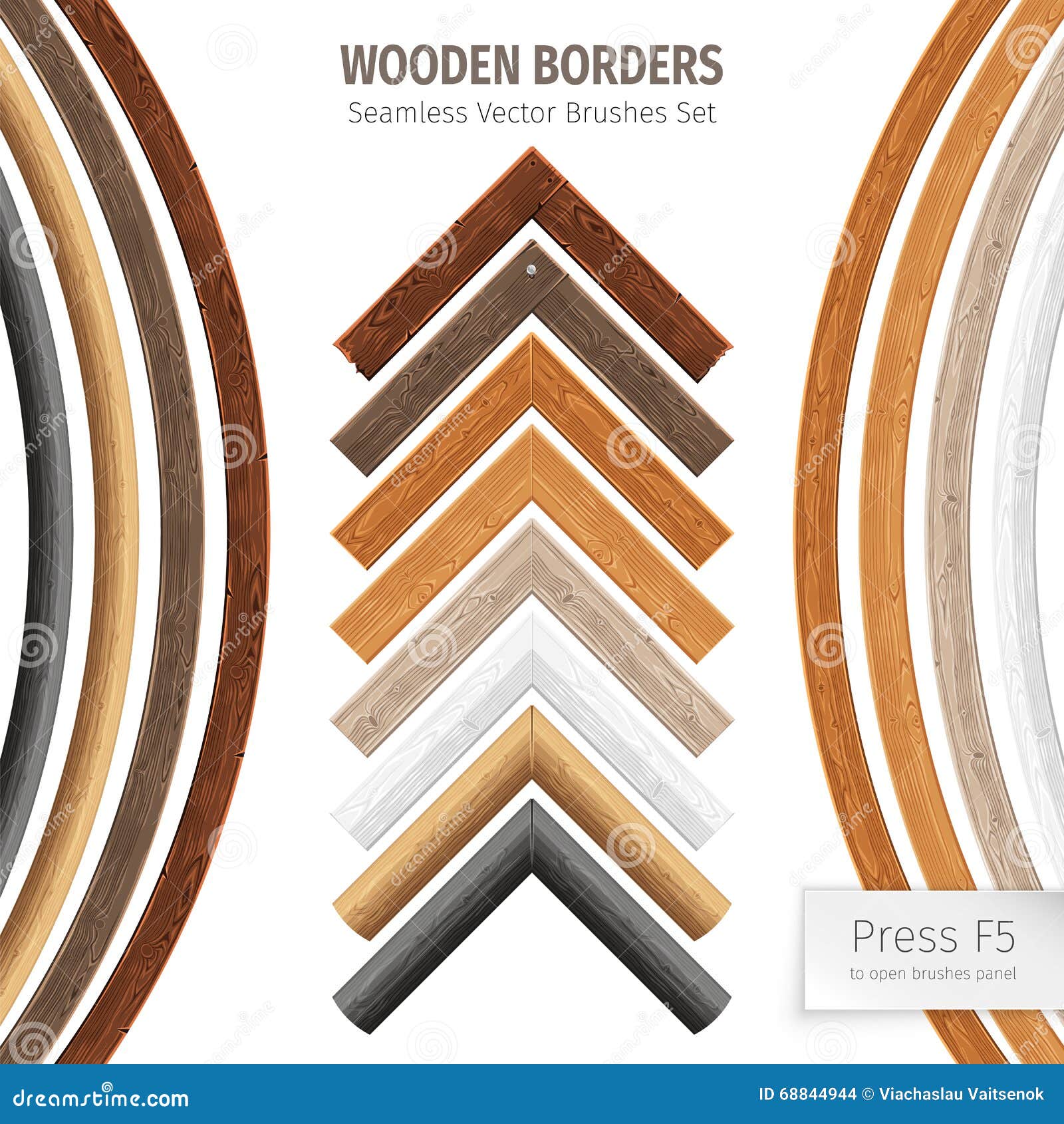 Wooden Borders Vector Brushes Stock Vector - Illustration of natural ...