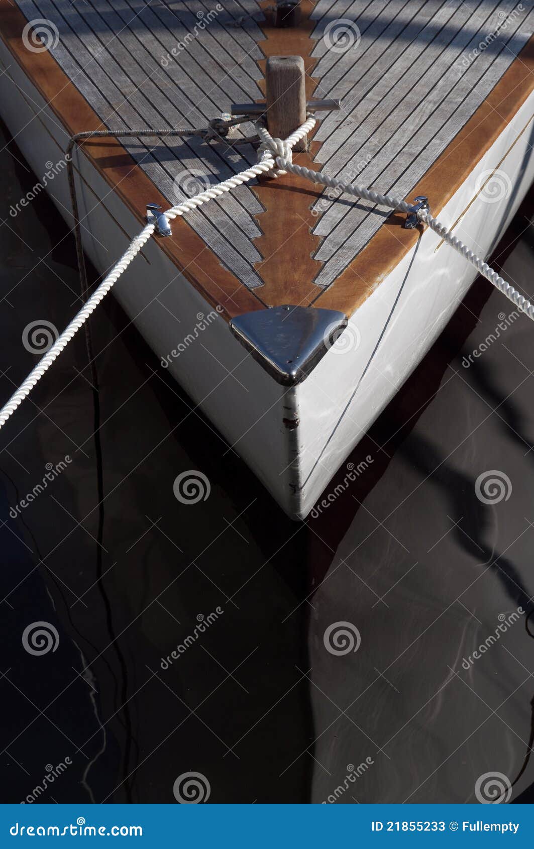 Wooden bow of a sailboat stock image. Image of mooring - 21855233
