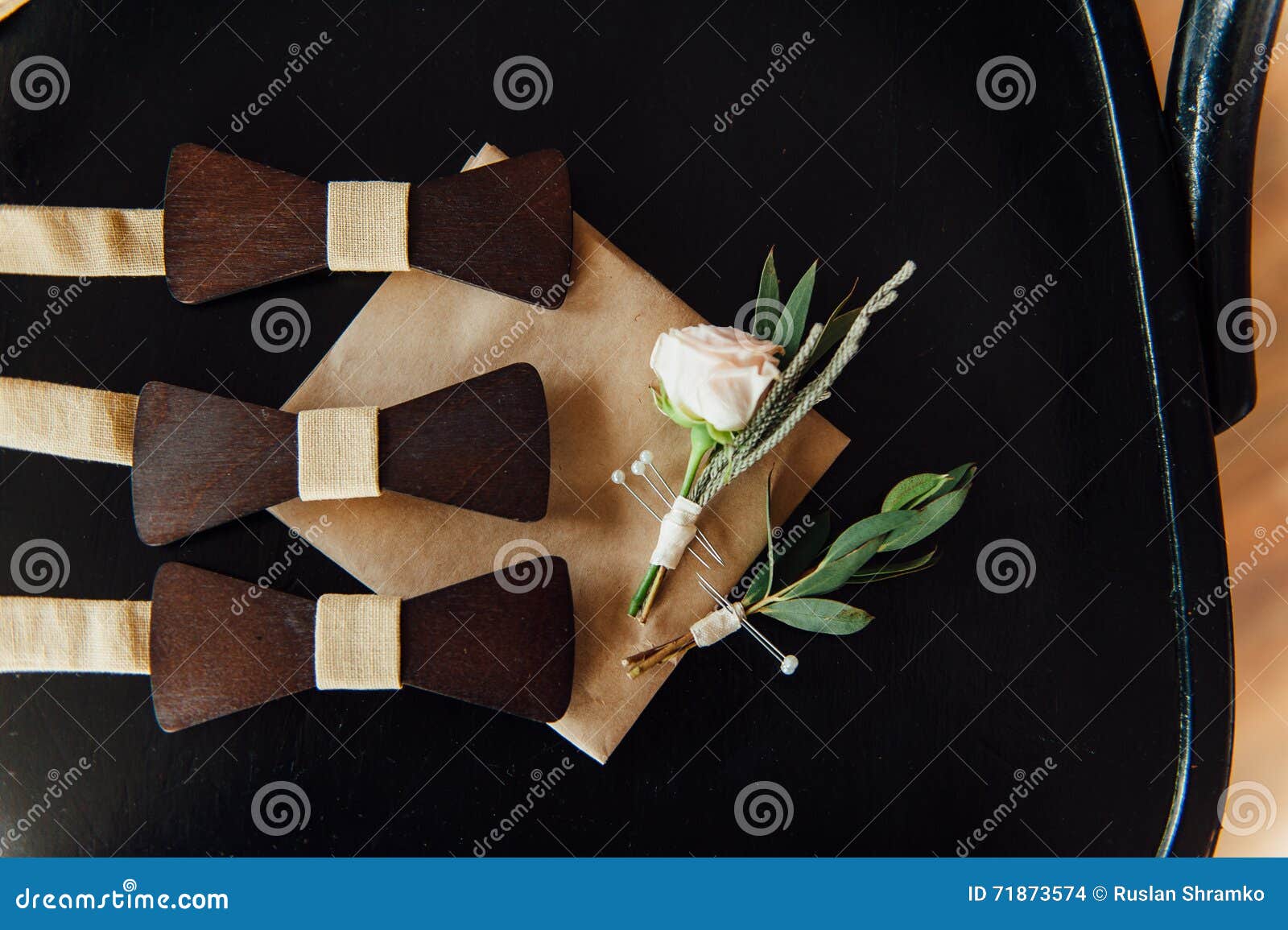 Wooden Bow Ties on a Ivory Table Stock Photo - Image of denim, male ...