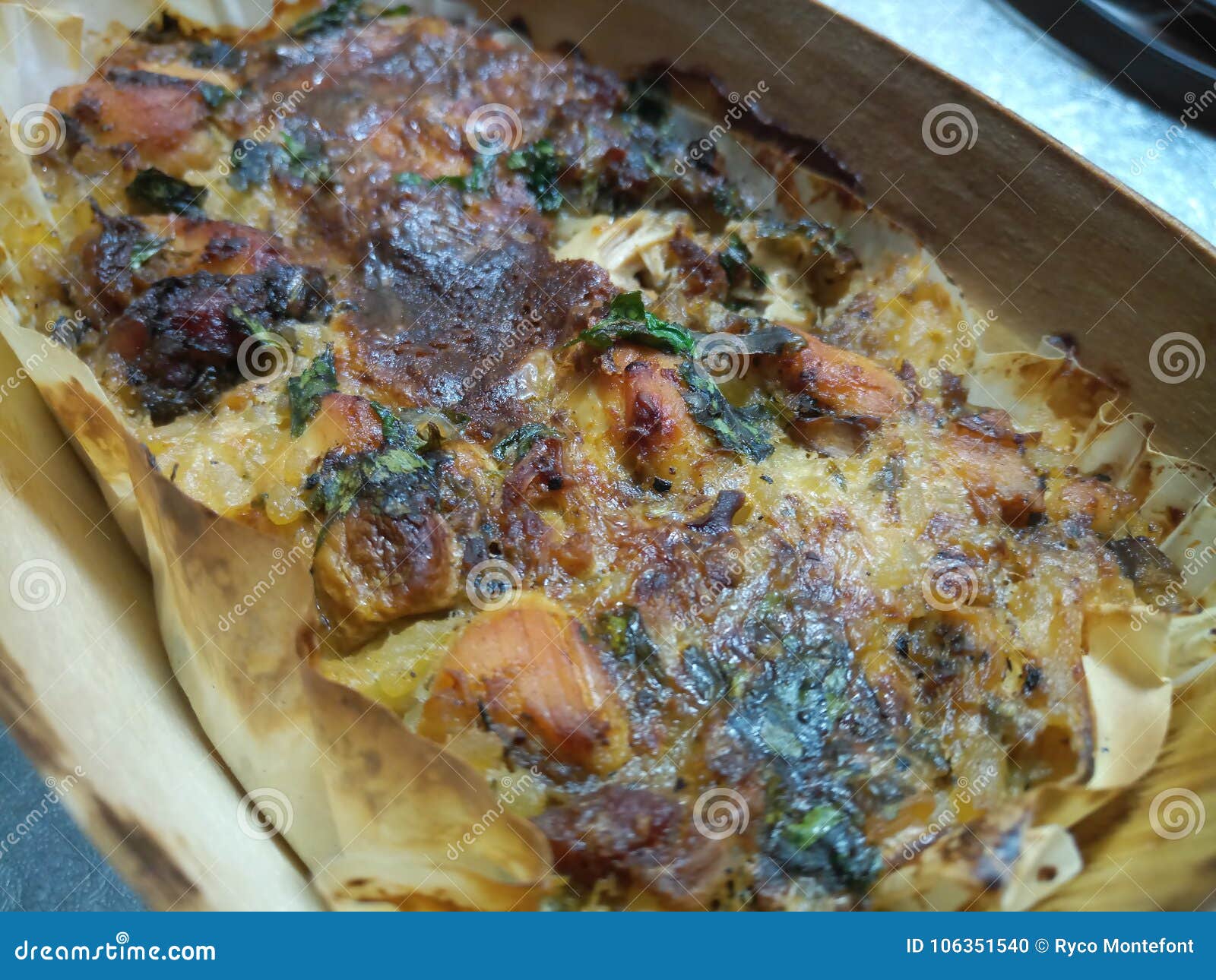 Hard Crispy Overcooked Fish Pie Stock Photo - Image of wooden, hard ...