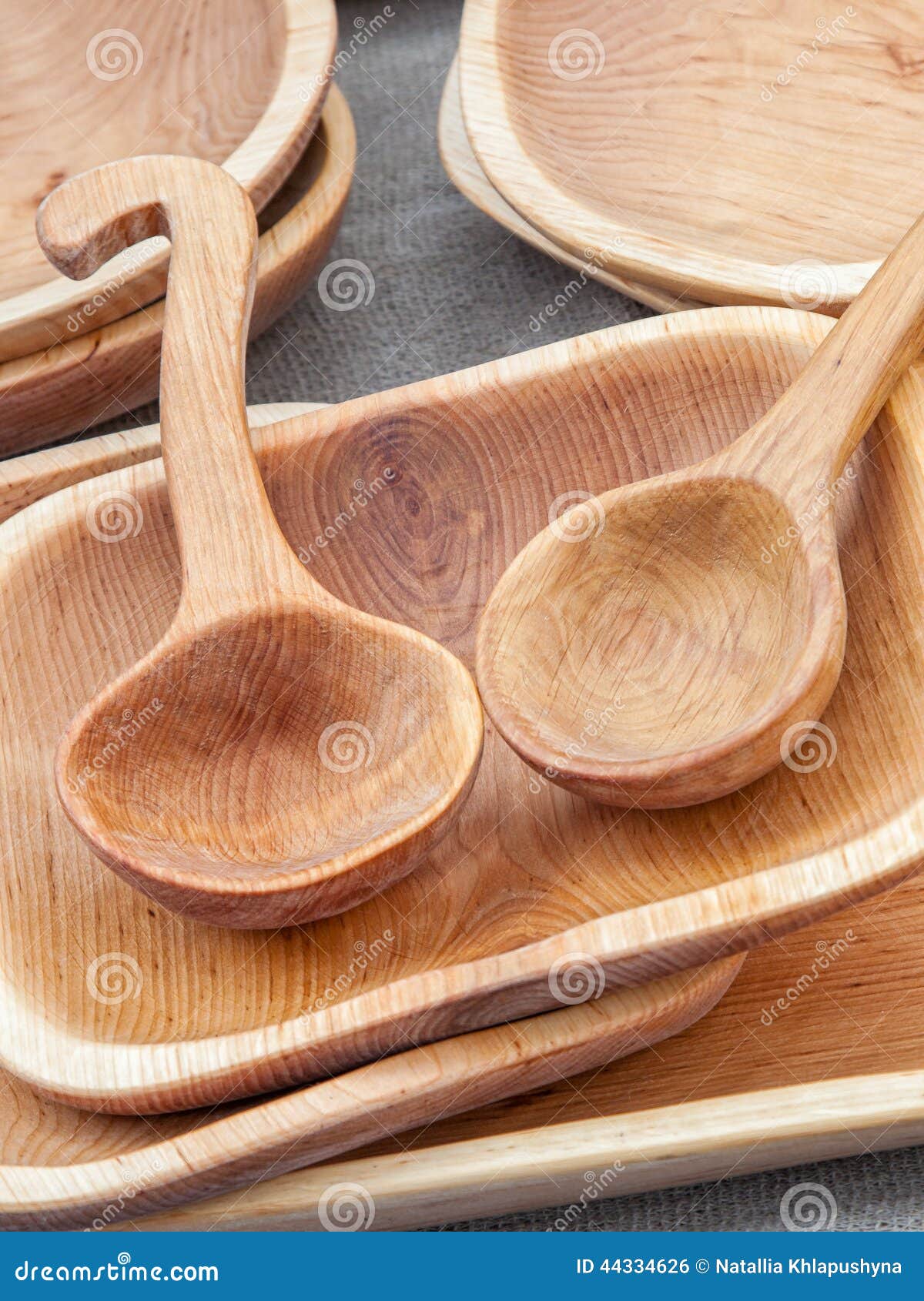 Wooden Bowls and ladles stock photo. Image of items, group - 44334626