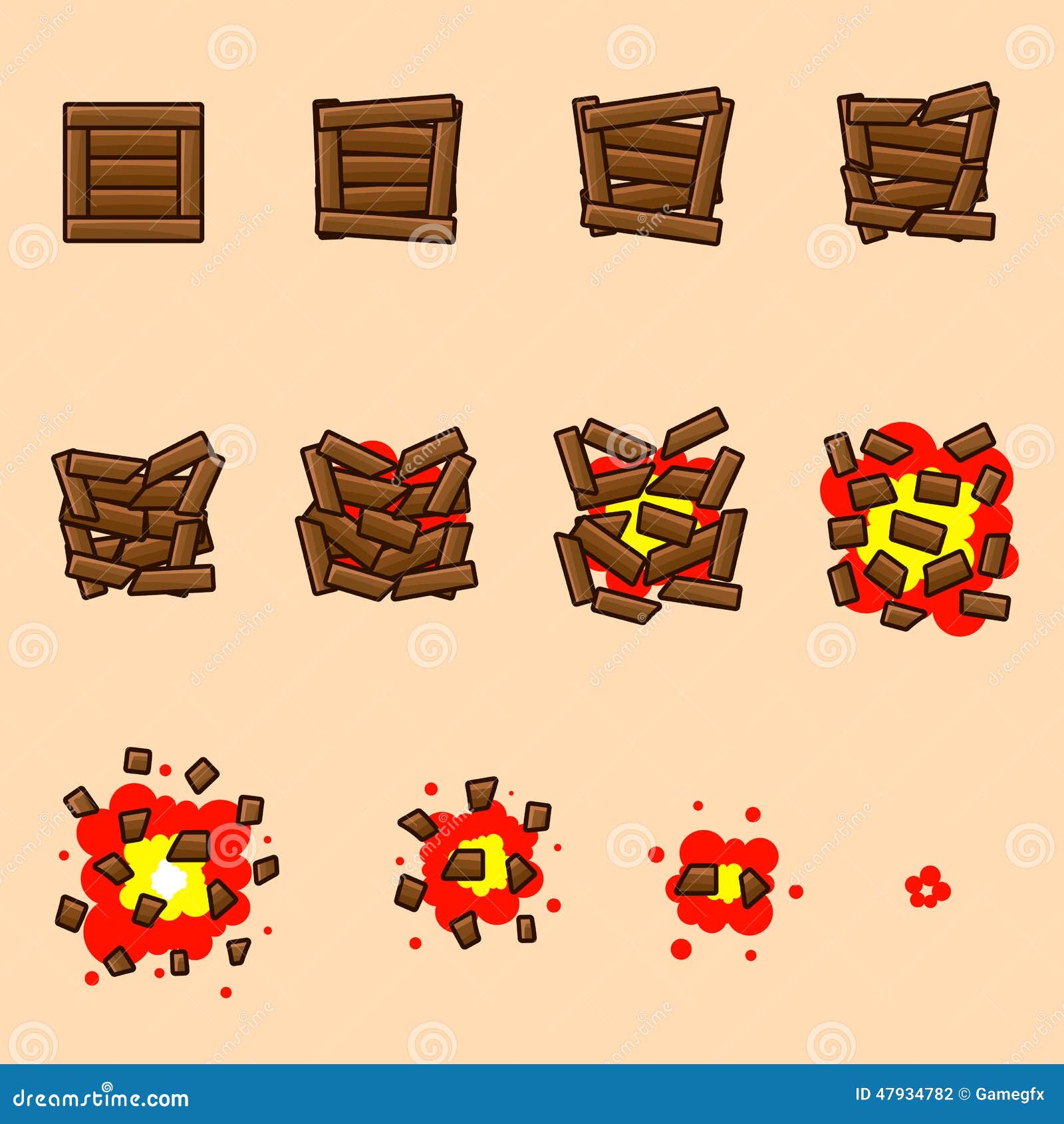 Wooden box, cast animation stock vector. Illustration of wood - 47934782