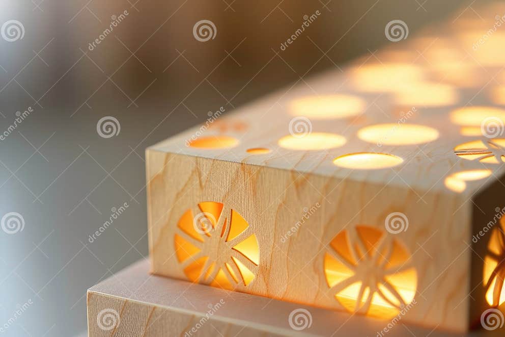 A Wooden Box with Circular and Rectangular Cutouts Stock Photo - Image ...