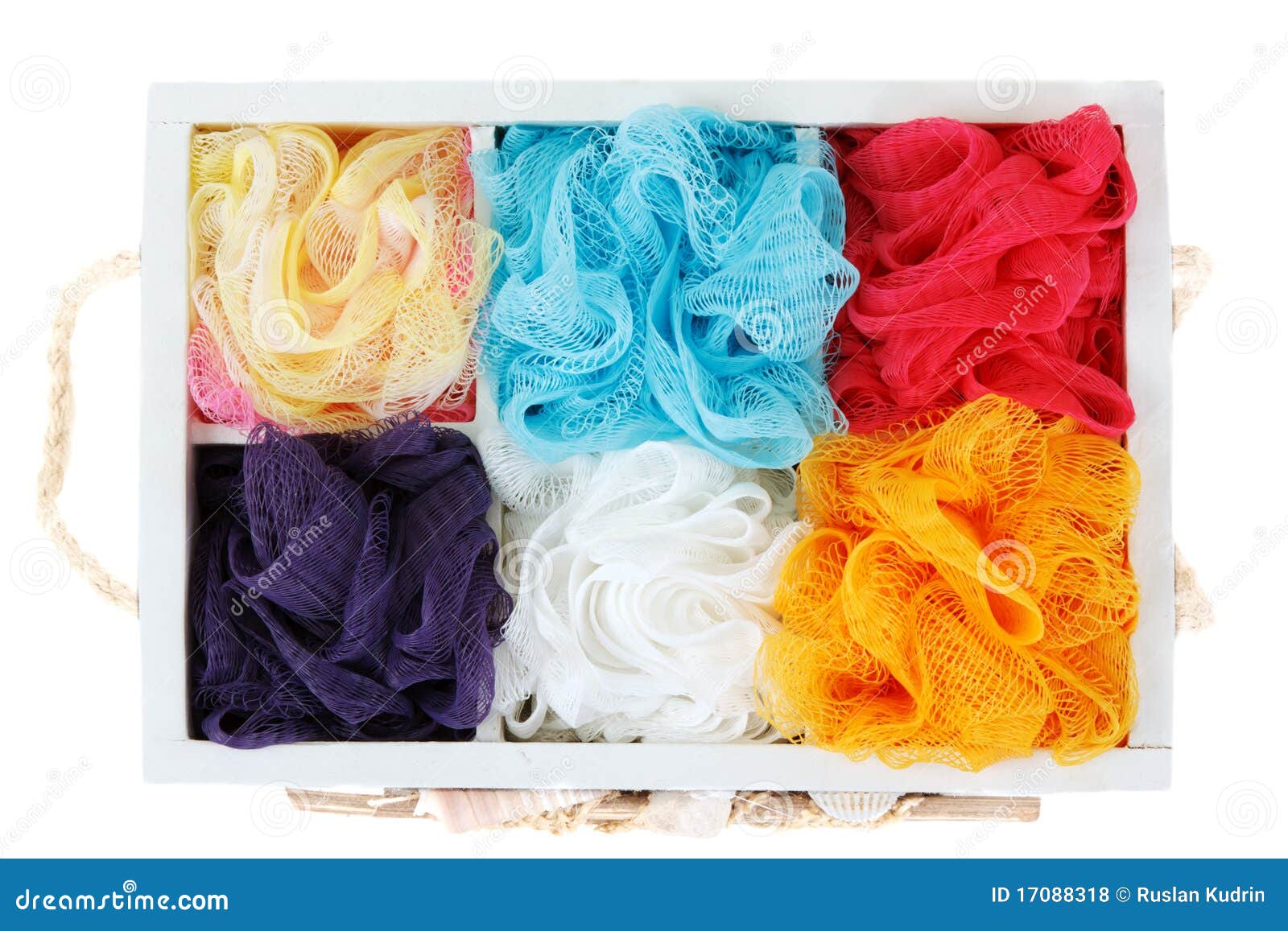 Wooden Box and Colour Sponges Stock Photo - Image of natural, beauty ...