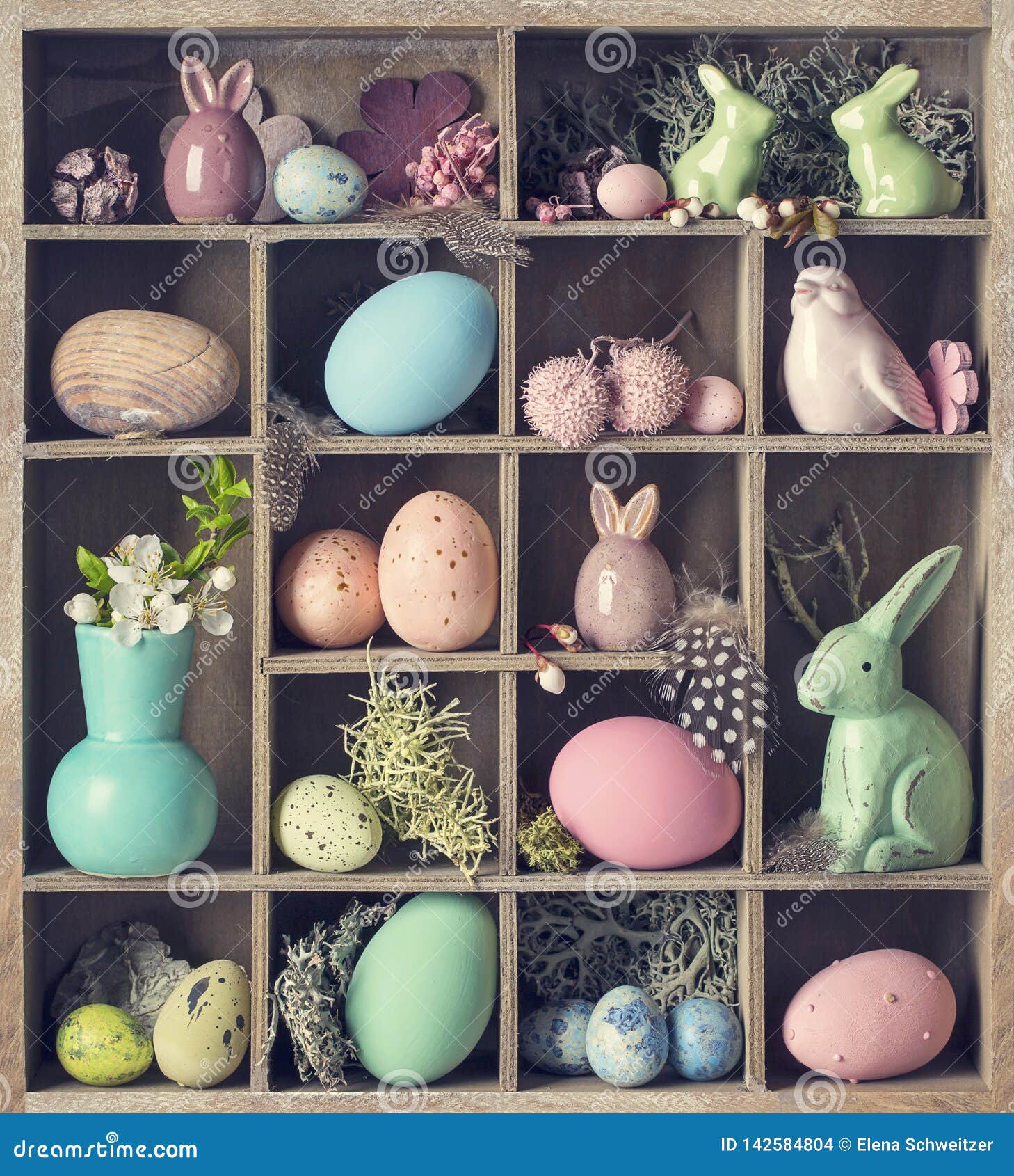 Wooden Box with Decorations for Easter Stock Photo - Image of vintage ...