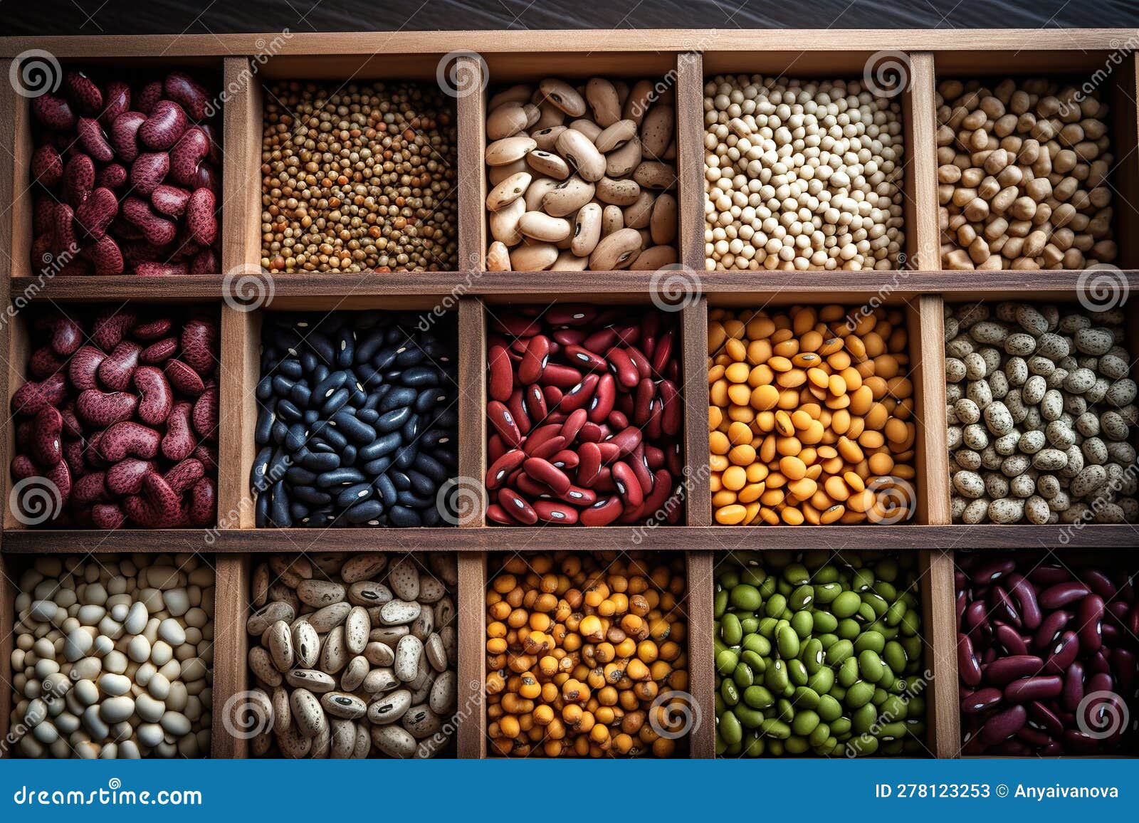 A Wooden Box Filled with Assorted Beans and Beans. Generative AI Image ...