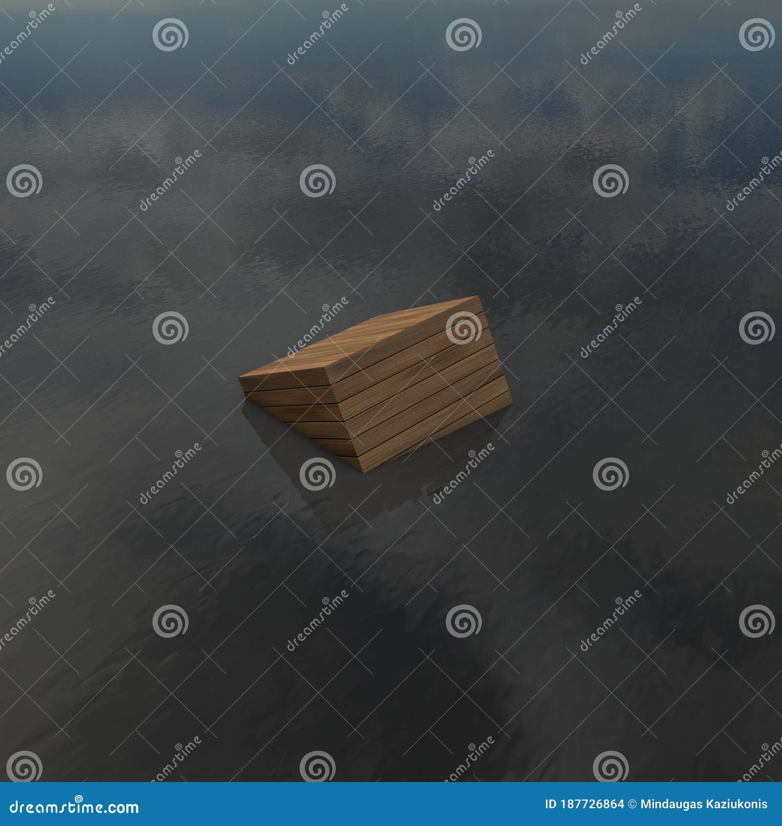 Wooden Box Floats Float Buoy Immersed Dislocated Swim in Water 3d ...