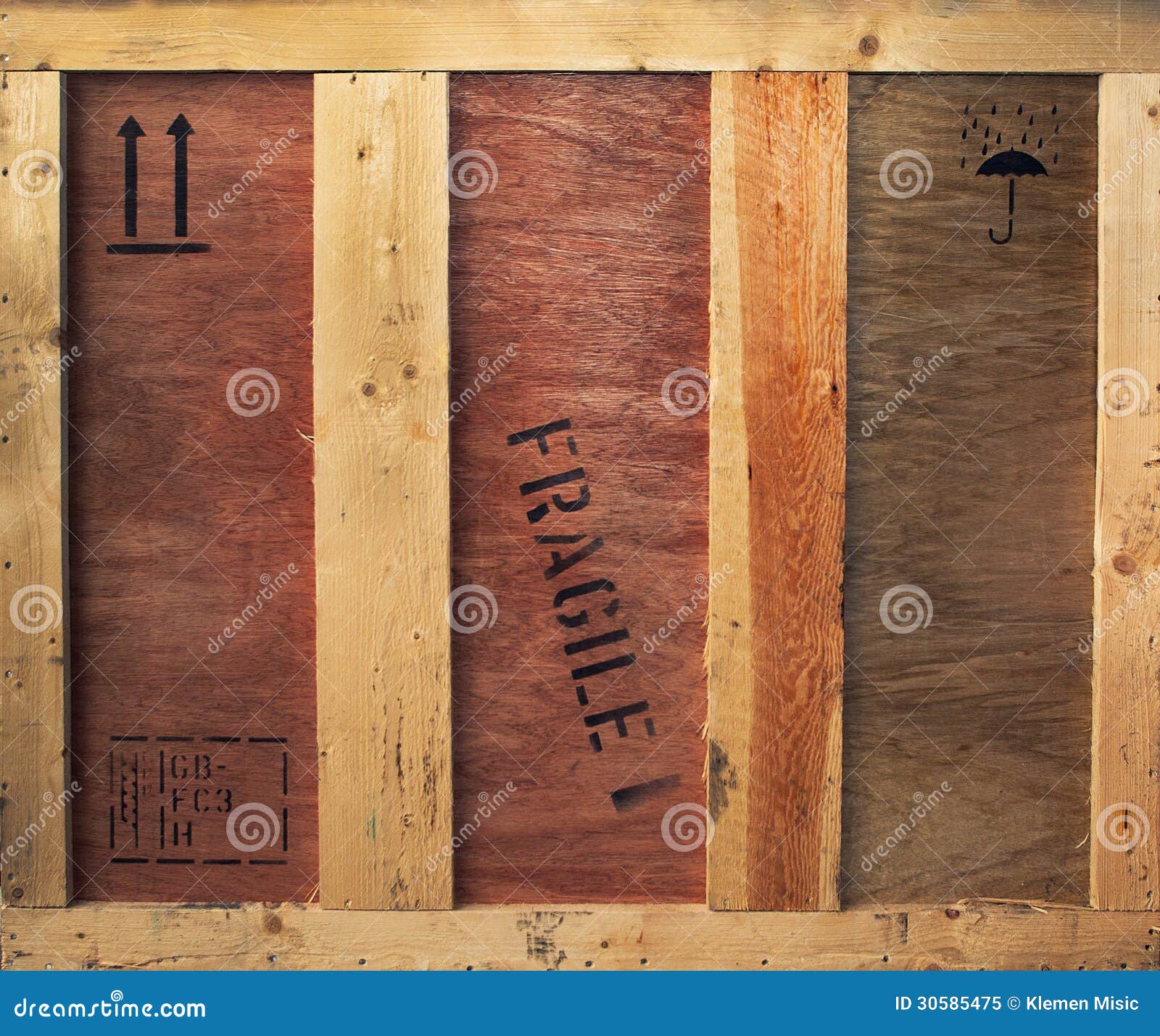 Wooden Box with Fragile and Freight Signs Stock Image - Image of crate ...