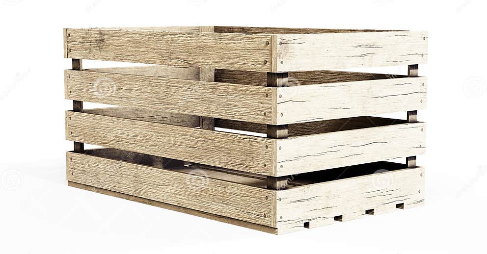 Wooden box. Front view stock illustration. Illustration of delivery ...