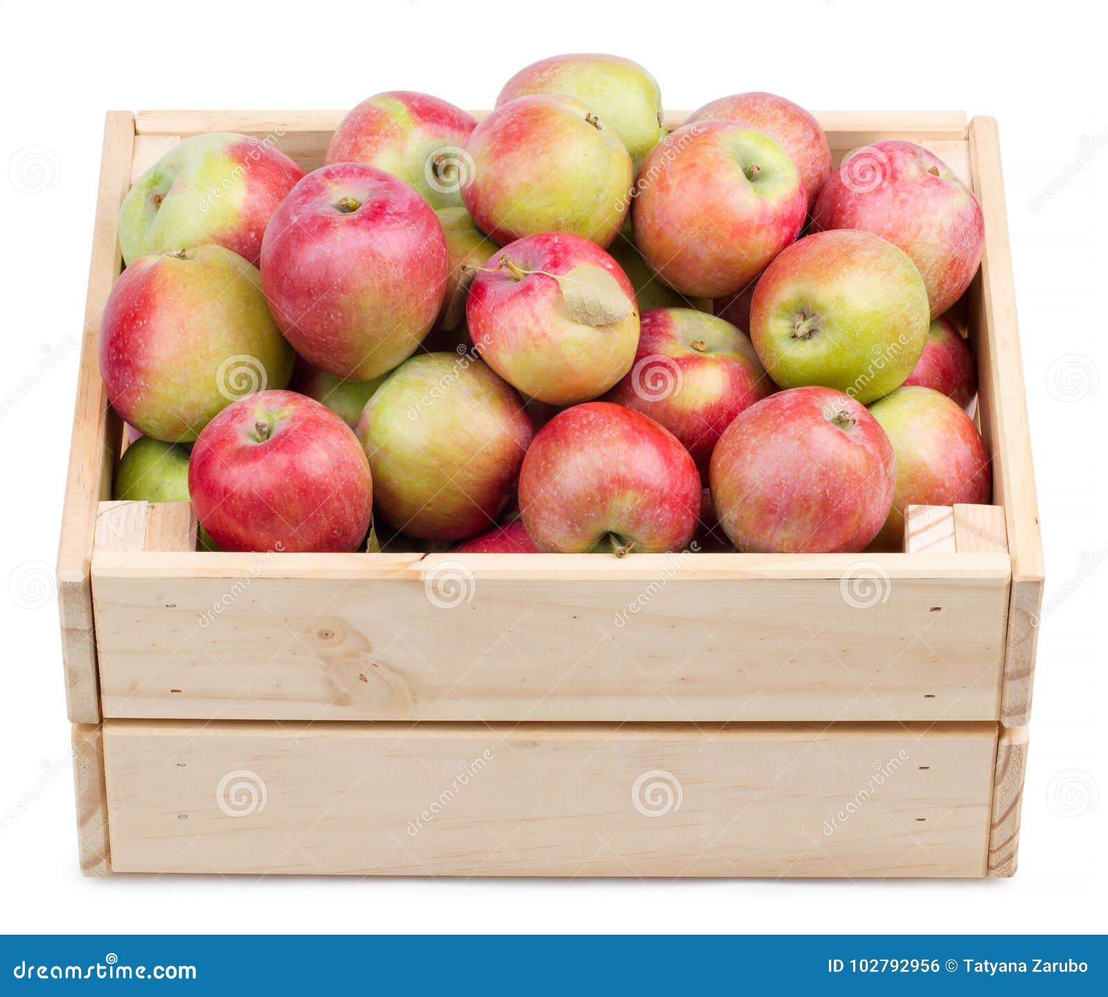 Wooden Box Full of Fresh Apples Isolated on a White Stock Photo - Image ...