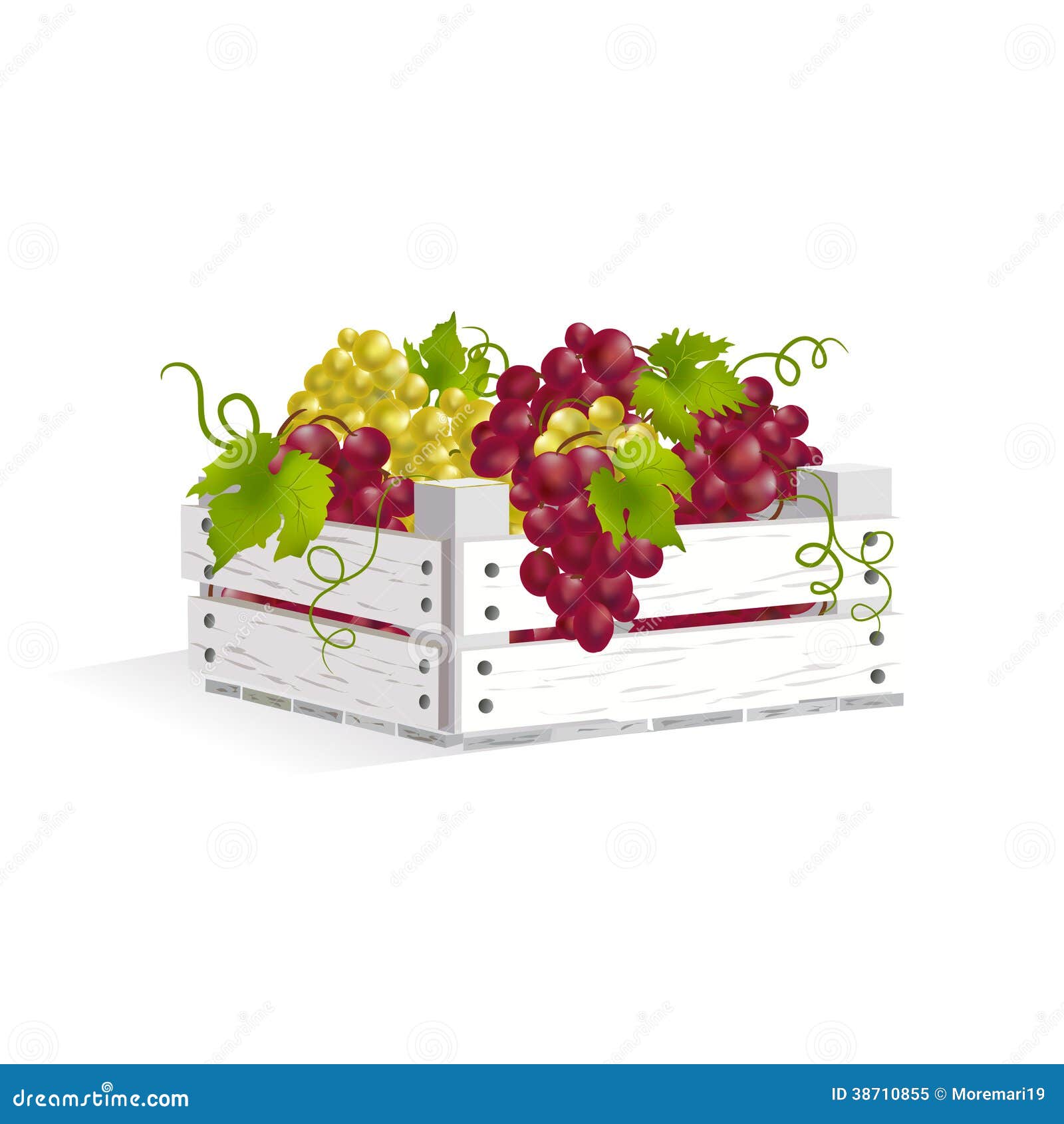 Wooden box with grapes stock vector. Illustration of crop - 38710855