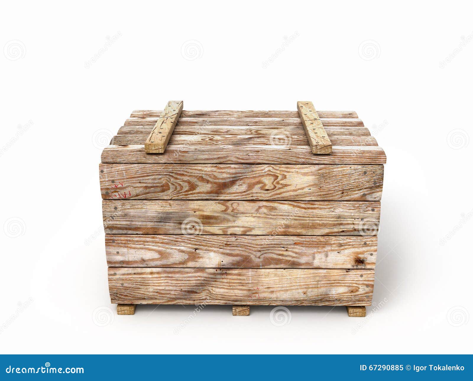 Wooden Box Isolated on White Background Front View Stock Illustration ...
