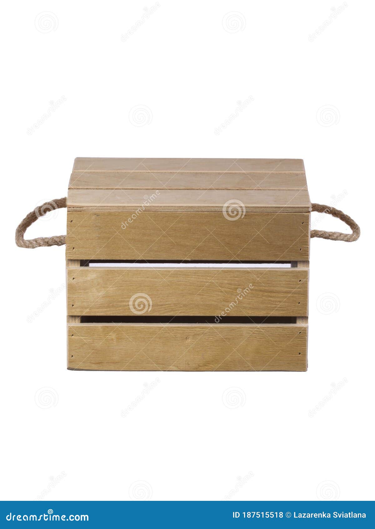Wooden Box Made of Boards with Rope Handles. Stock Photo - Image of ...
