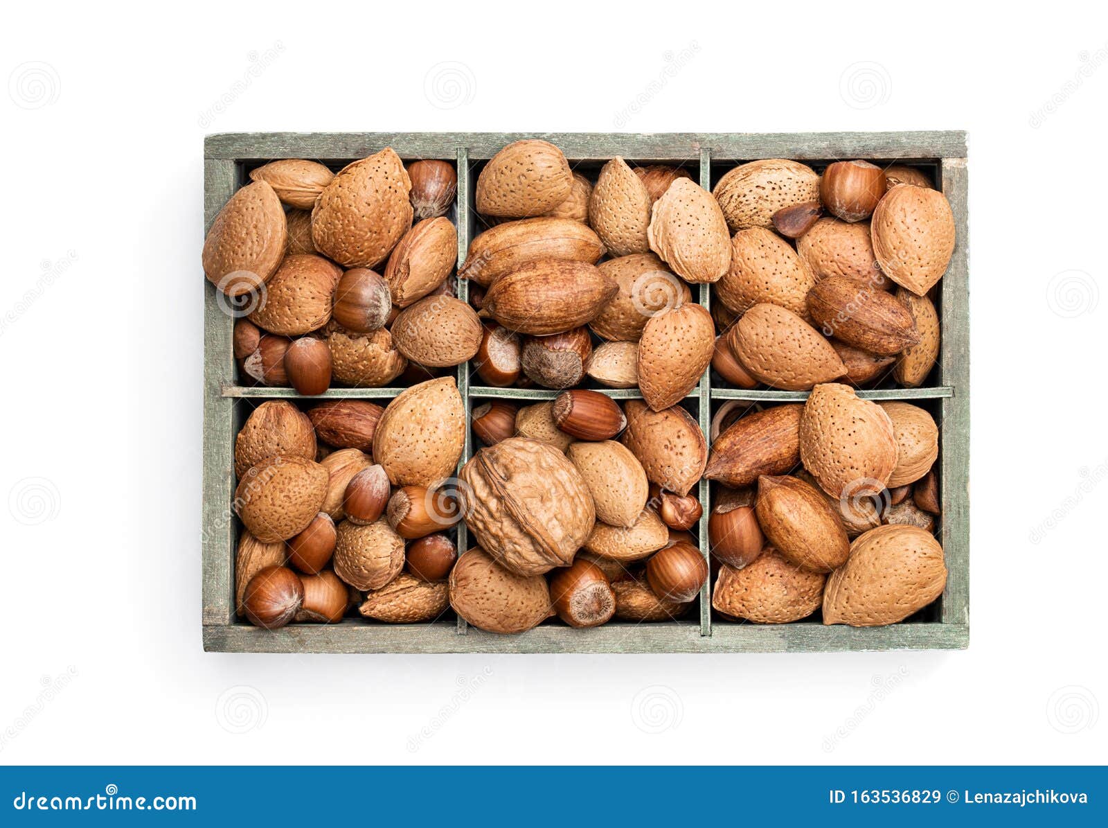 Wooden Box with Mixed Nuts Isolated on White Stock Image - Image of ...