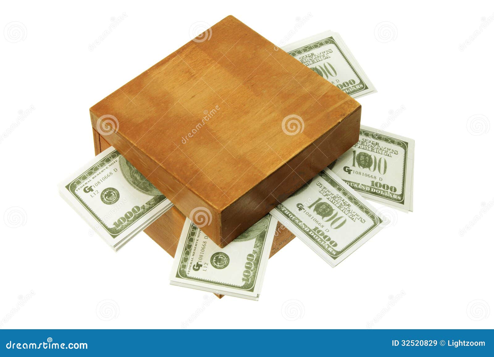 Wooden Box with Money stock image. Image of currency - 32520829