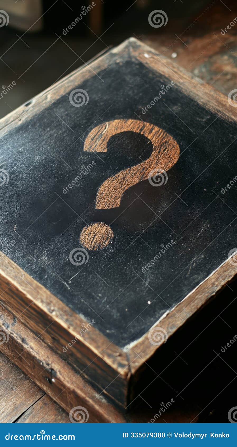 Wooden Box with Question Mark on Dark Surface Stock Photo - Image of ...