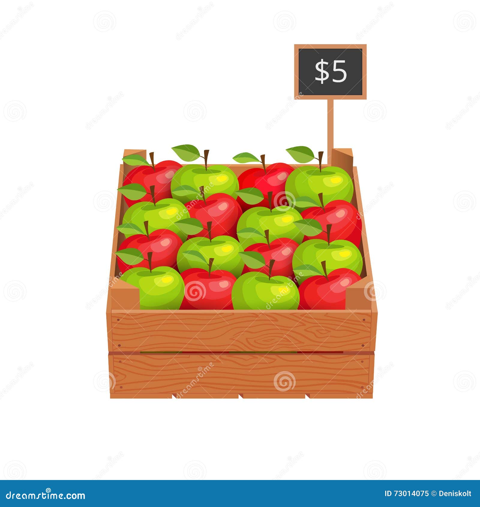 Wooden Box with Ripe Apples Stock Vector - Illustration of nature ...
