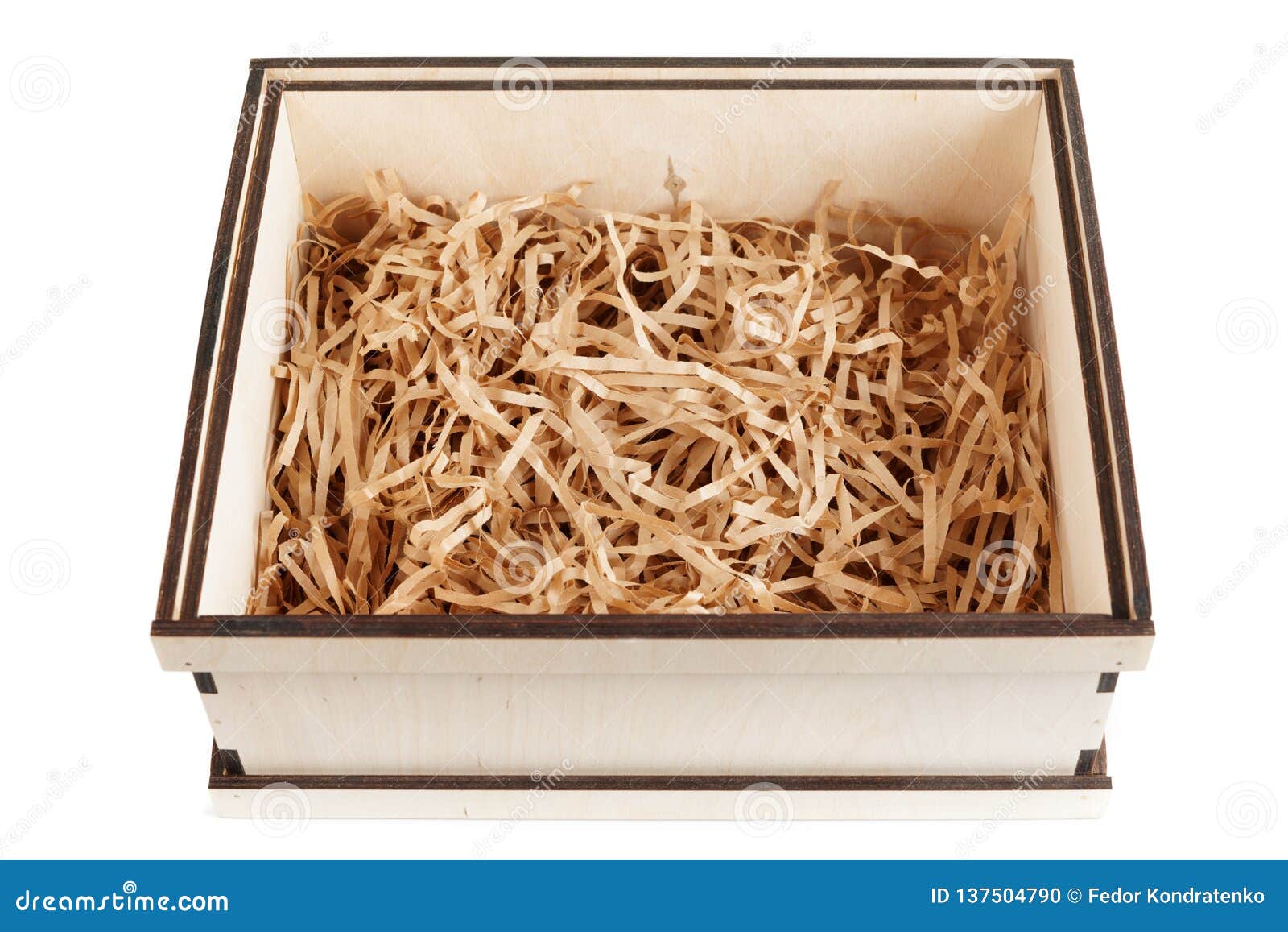 Wooden Box with Shredded Paper, Isolated Stock Photo - Image of wooden ...