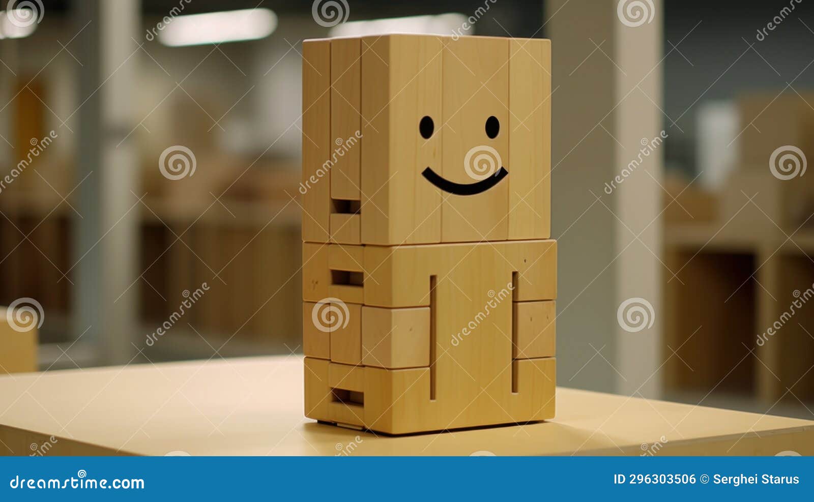 A Wooden Box with a Smiley Face on it, AI Stock Illustration ...