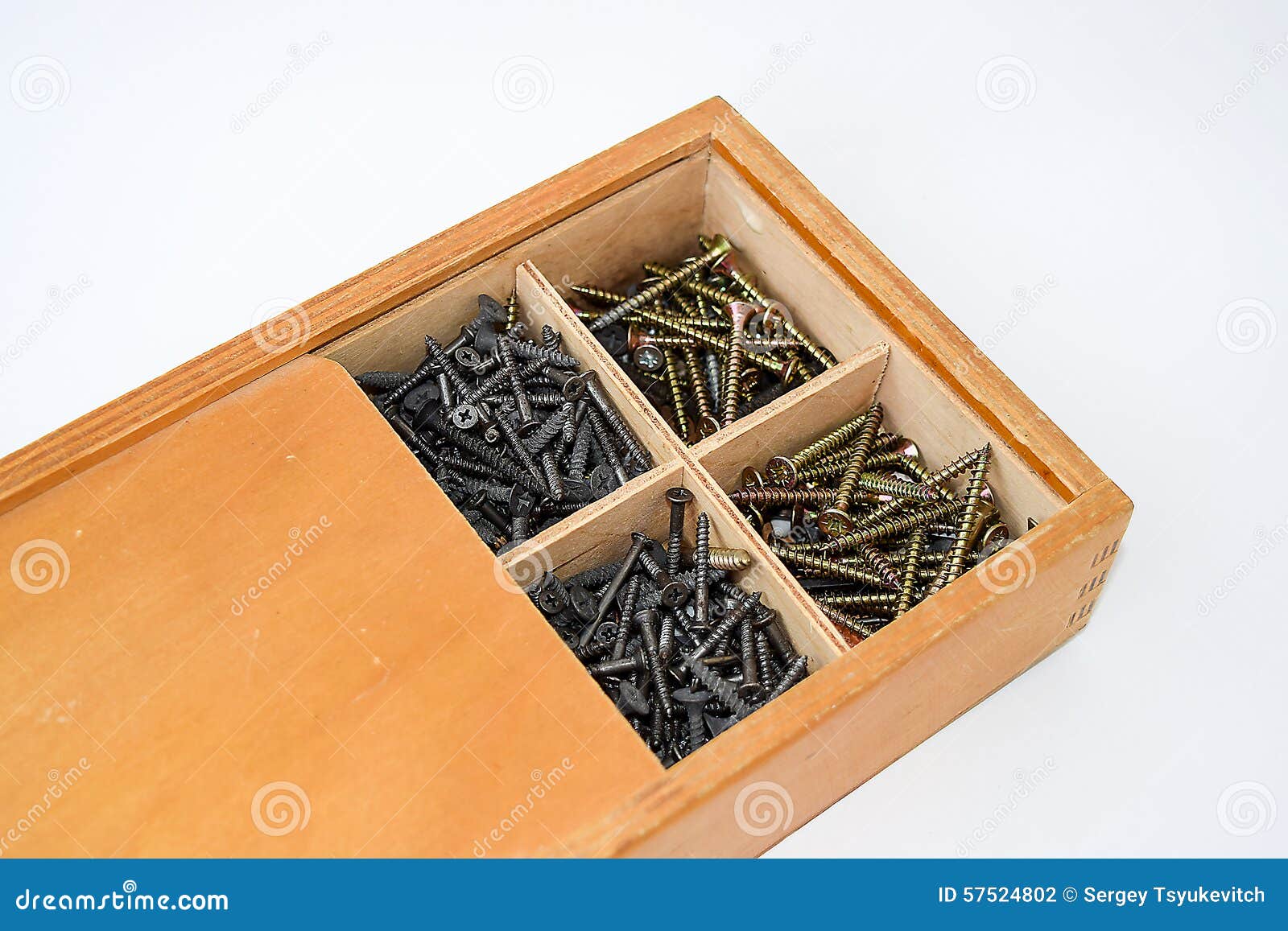 Wooden Box for Storing Screws Stock Photo - Image of isolated ...
