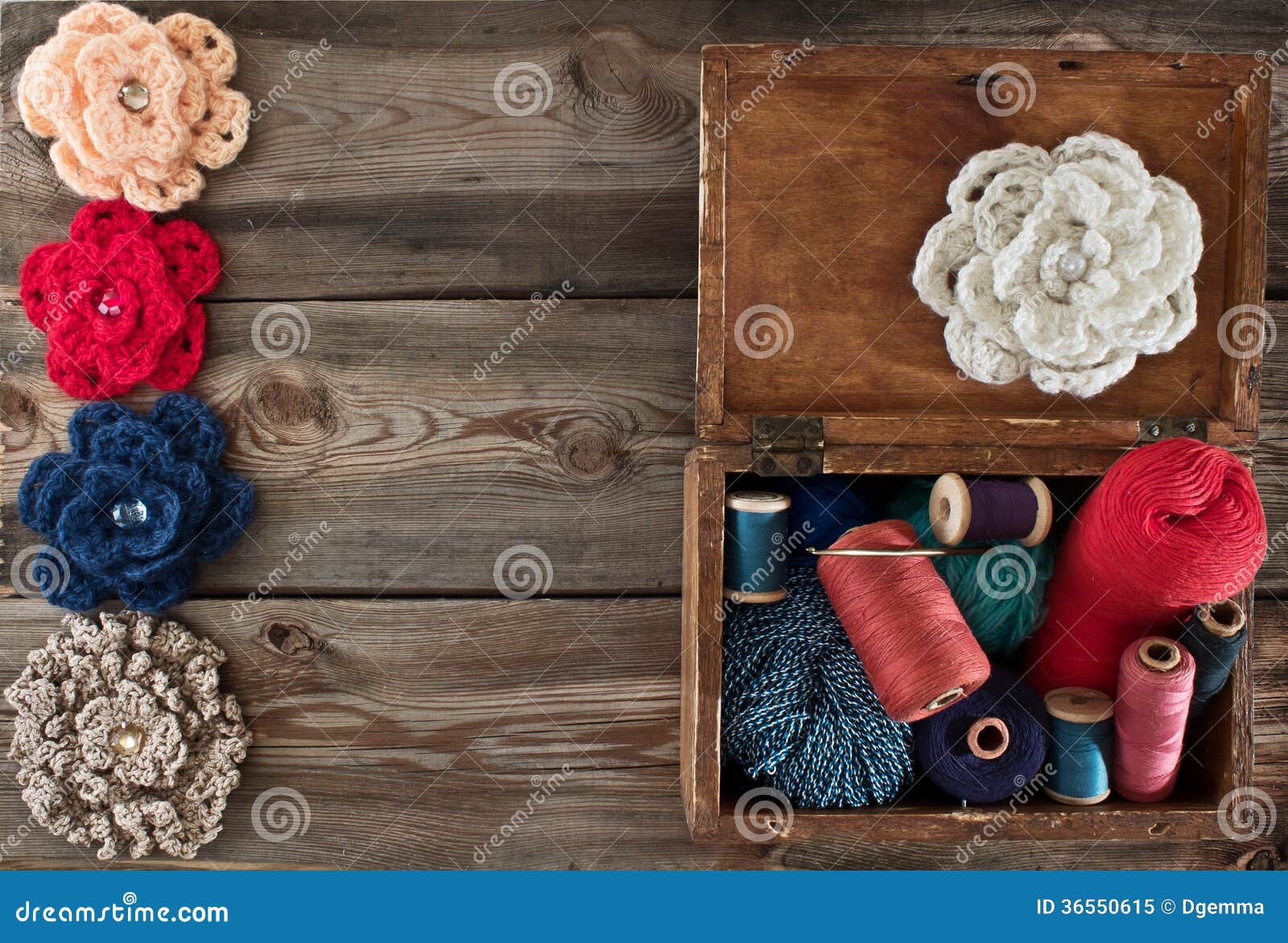Wooden box with strings stock image. Image of hook, thread - 36550615