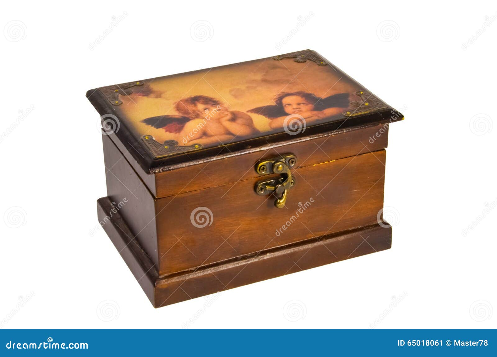 Wooden box with two angels stock image. Image of wood - 65018061