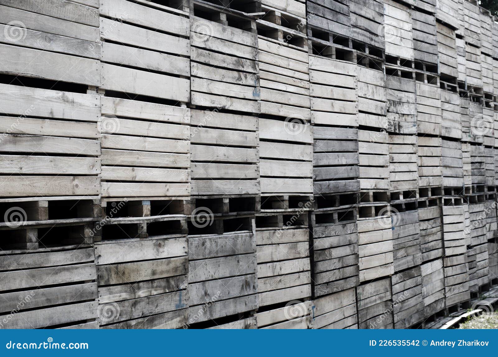 Wooden Boxes are Stacked. Large Boxes. Outside Stock Photo - Image of ...