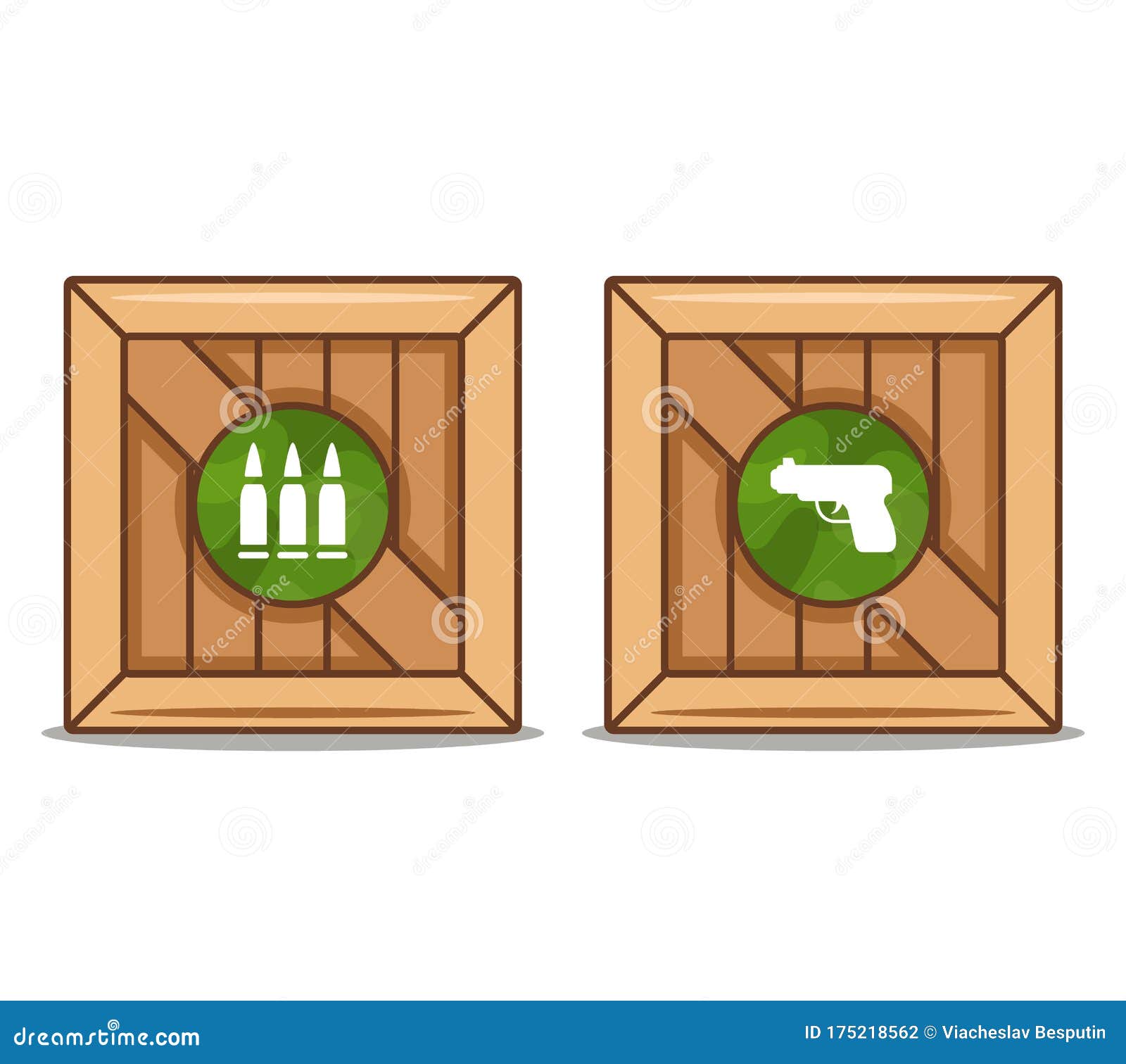 Wooden Boxes with Weapons and Ammunition. Stock Vector - Illustration ...