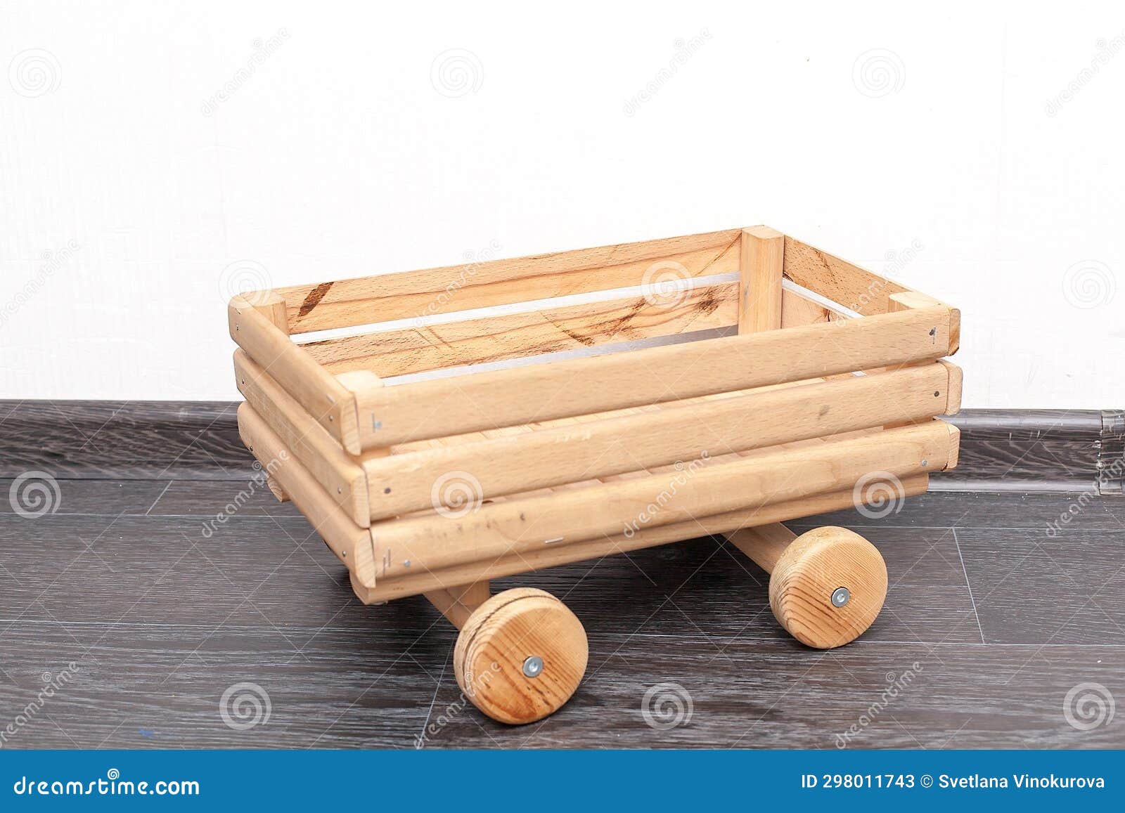 Wooden Boxes with Wheels on White Background. Stock Image - Image of ...