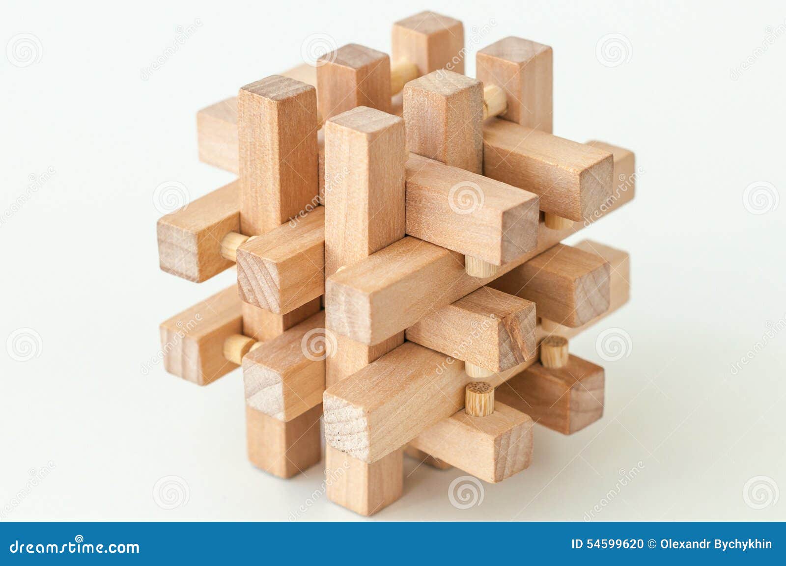 Wooden Brain Teaser on White Background Stock Photo - Image of mental ...