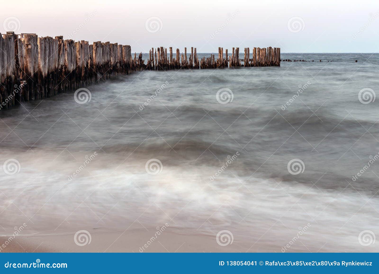 Wooden Breakwaters on the Sea Shore Stock Image - Image of exposure ...