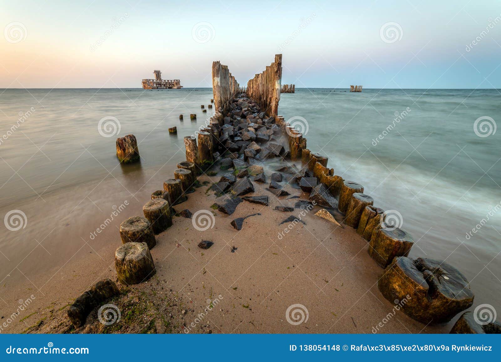 Wooden Breakwaters on the Sea Shore Stock Photo - Image of seashore ...