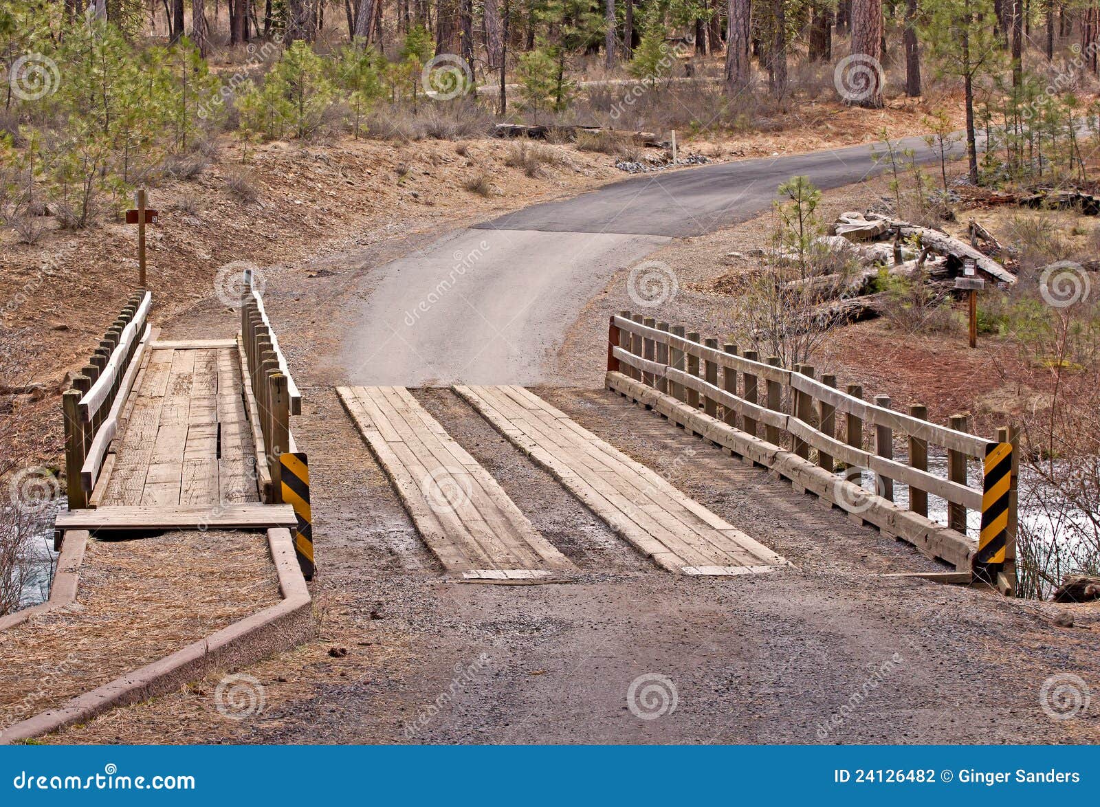 Wooden Bridge Across River stock photo. Image of horizontal - 24126482