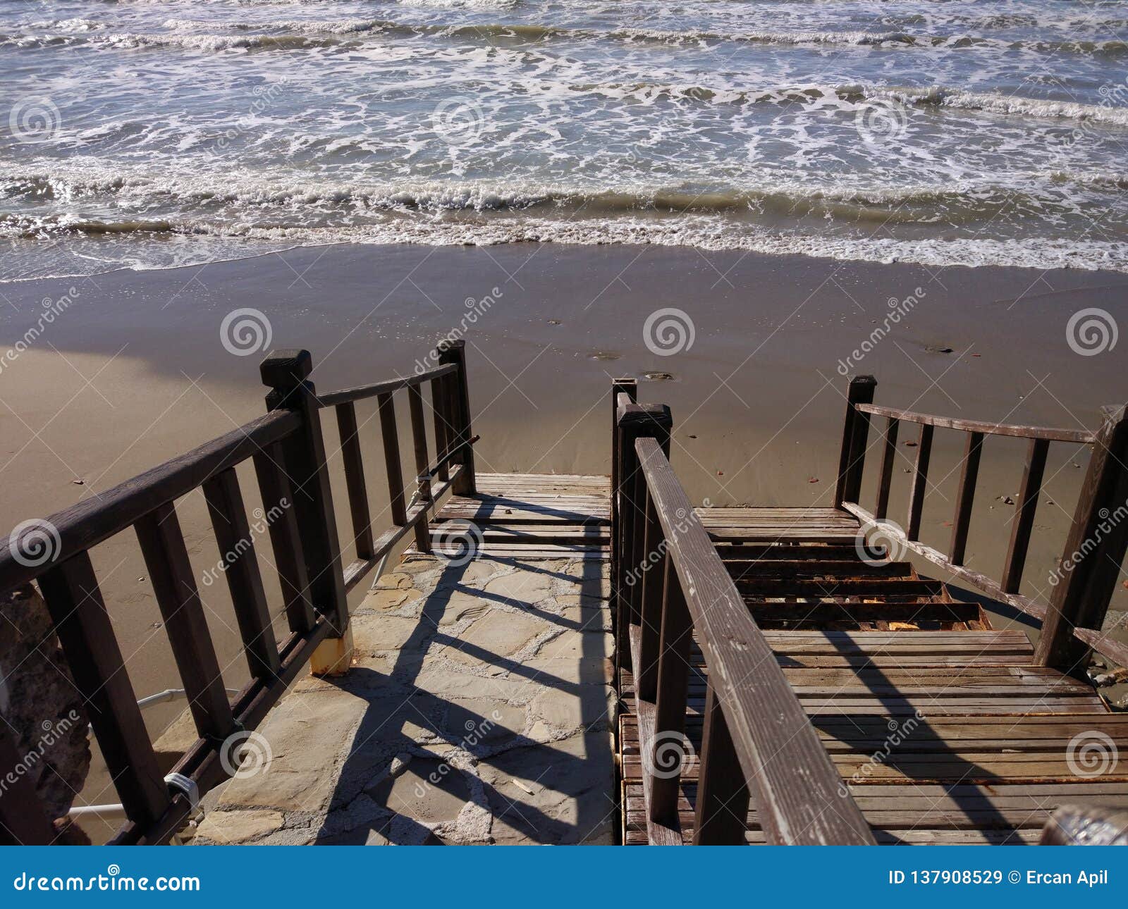 The Wooden Bridge on the Beach Stock Image - Image of local, freshness ...
