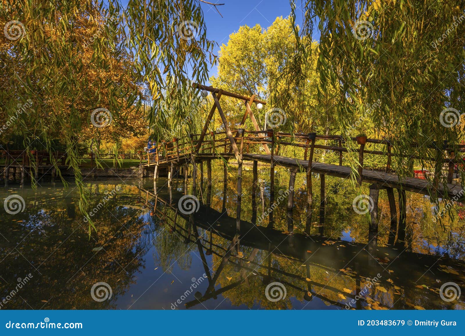 Wooden Bridge on Beautiful Lake Stock Image - Image of europe, valley ...
