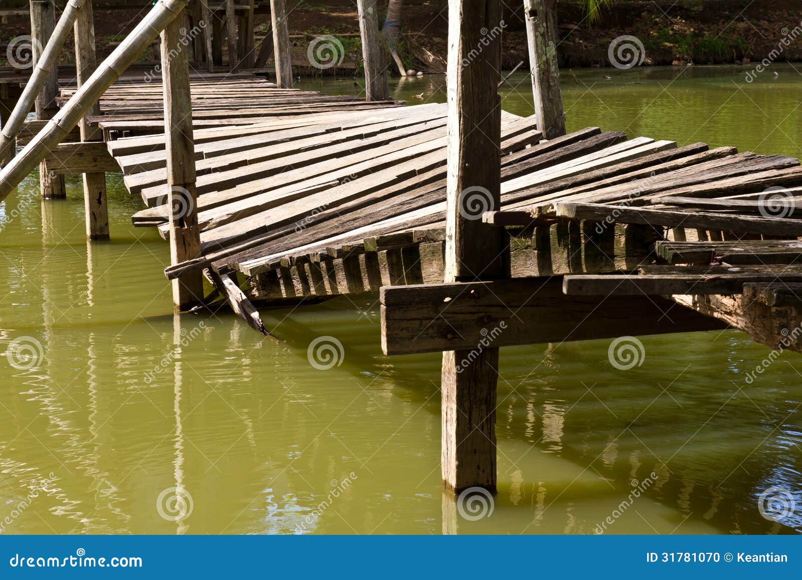 Wooden bridge collapsed stock photo. Image of abandoned - 31781070