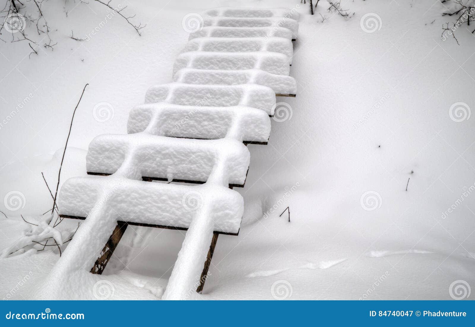 Wooden Bridge Covered with Snow Stock Image - Image of alone, outdoor ...