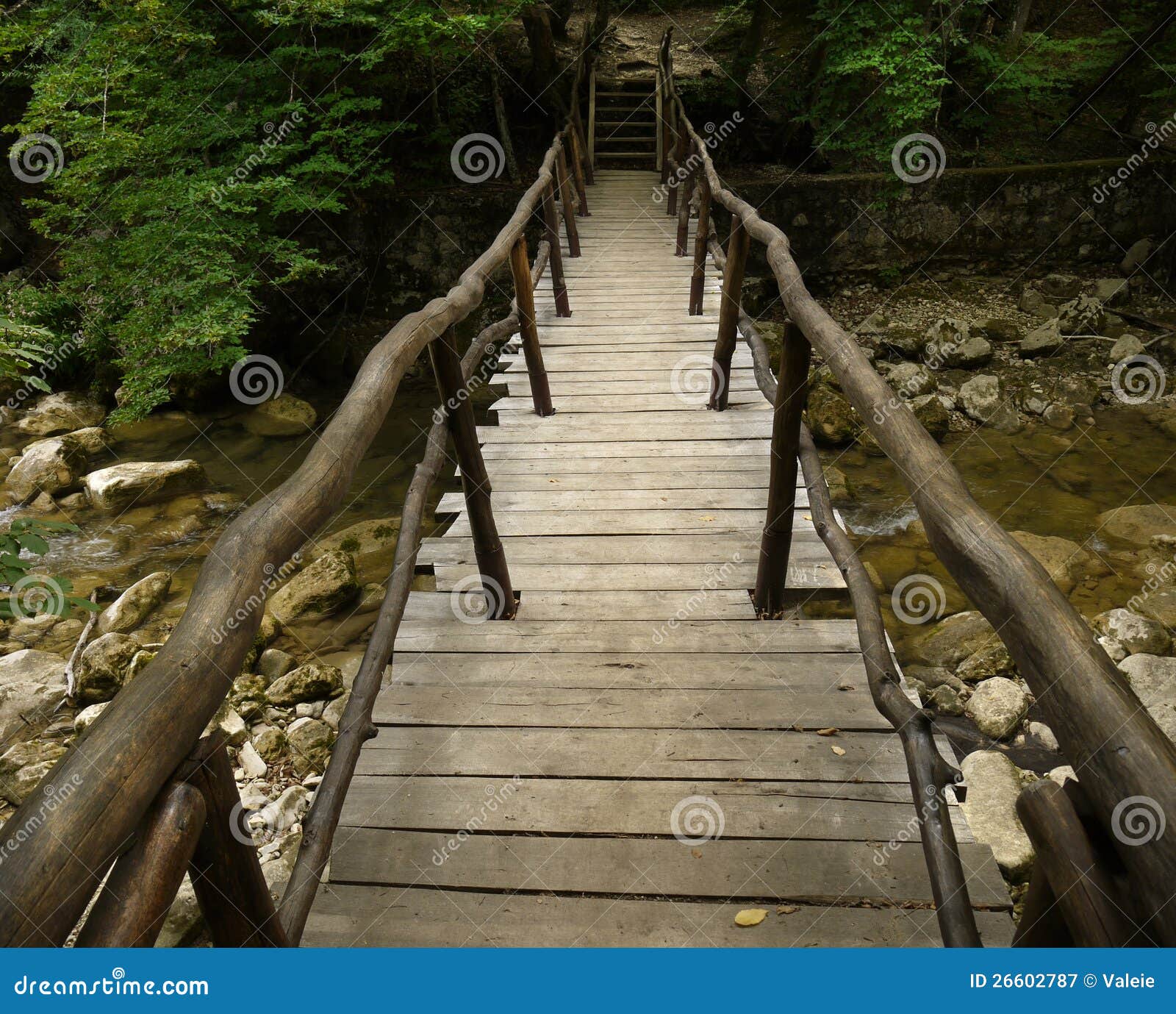 Wooden Bridge in the Forest. Stock Image - Image of bridge, footbridge ...