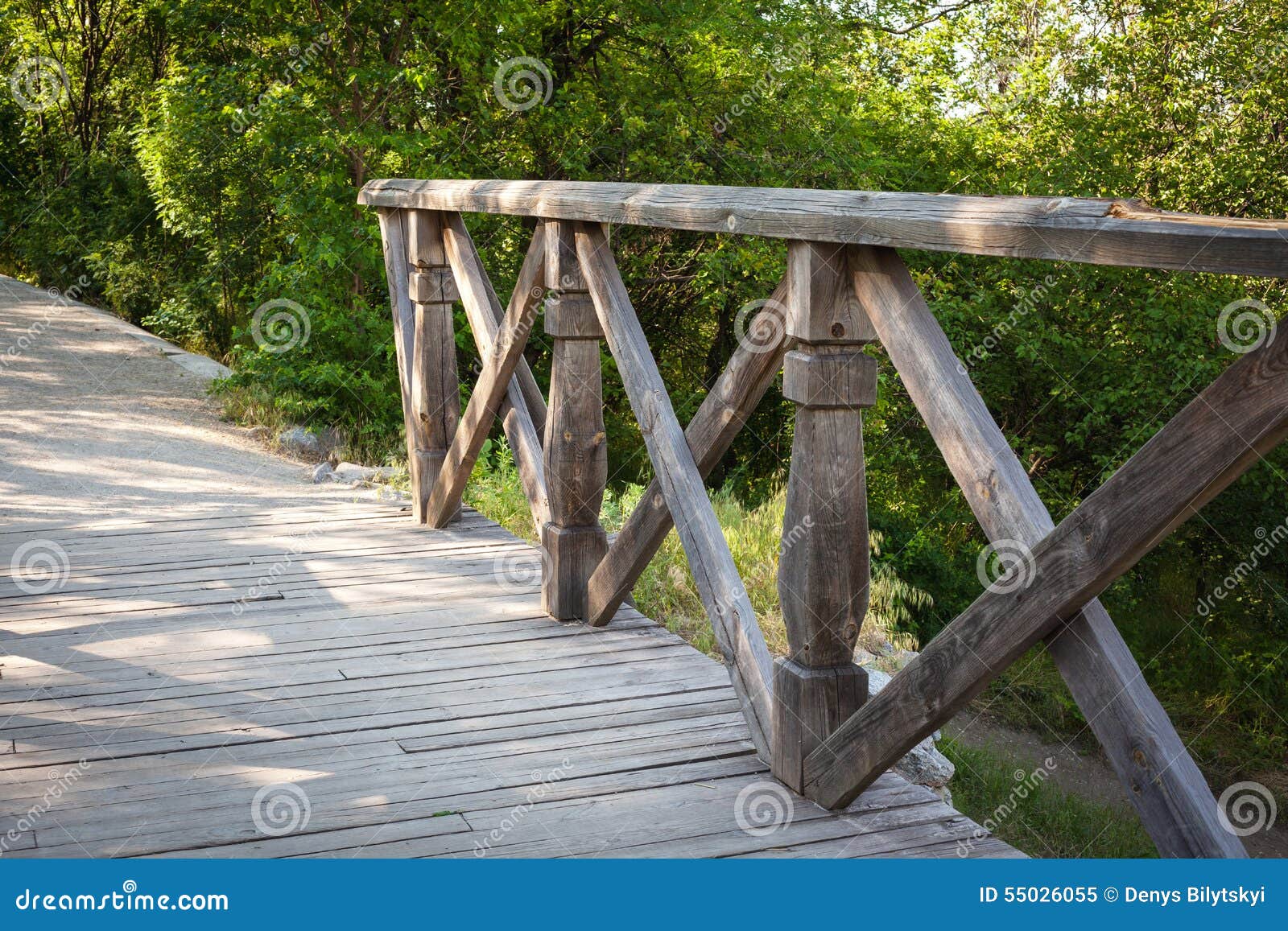 Wooden Bridge in Forest. Background for Design Stock Image - Image of ...