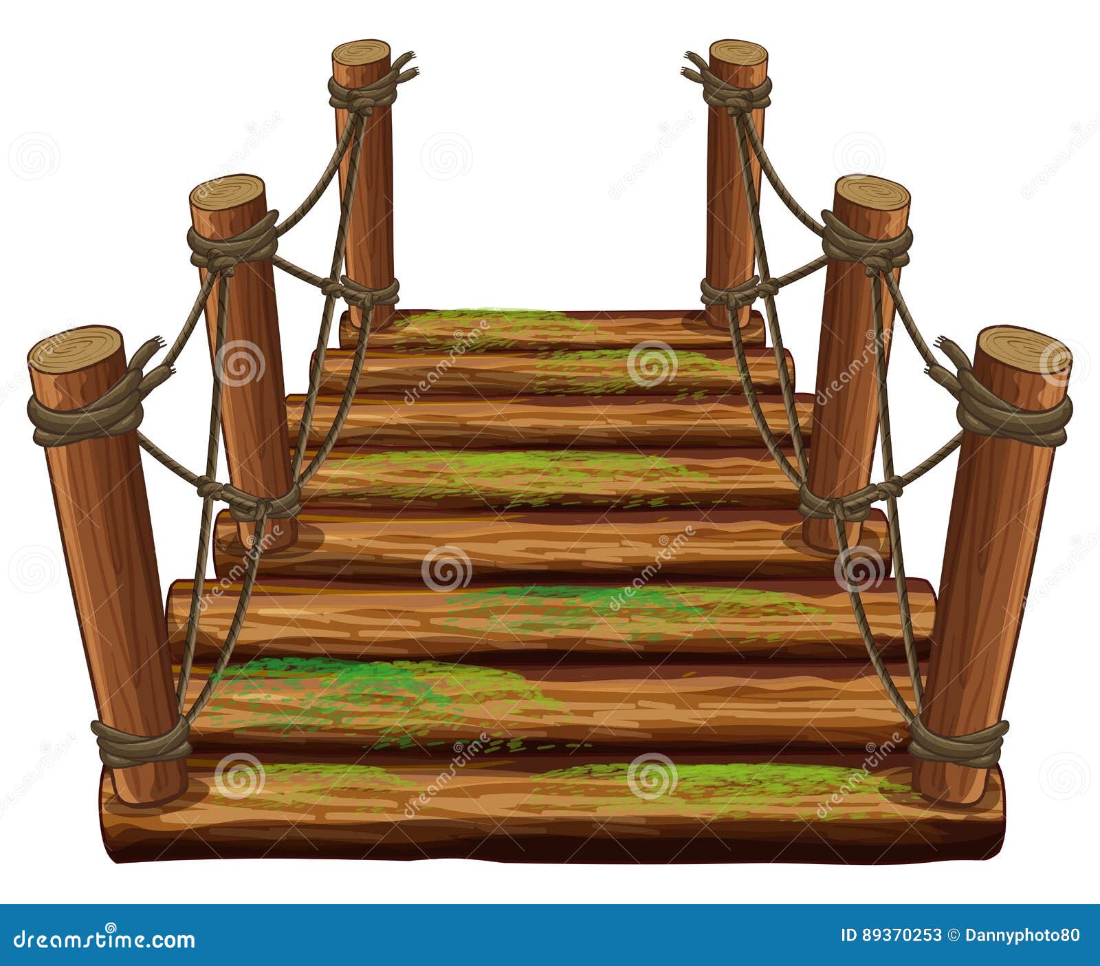 Wooden Bridge Over A Flowing River Logo Design. Fast River Flow And ...